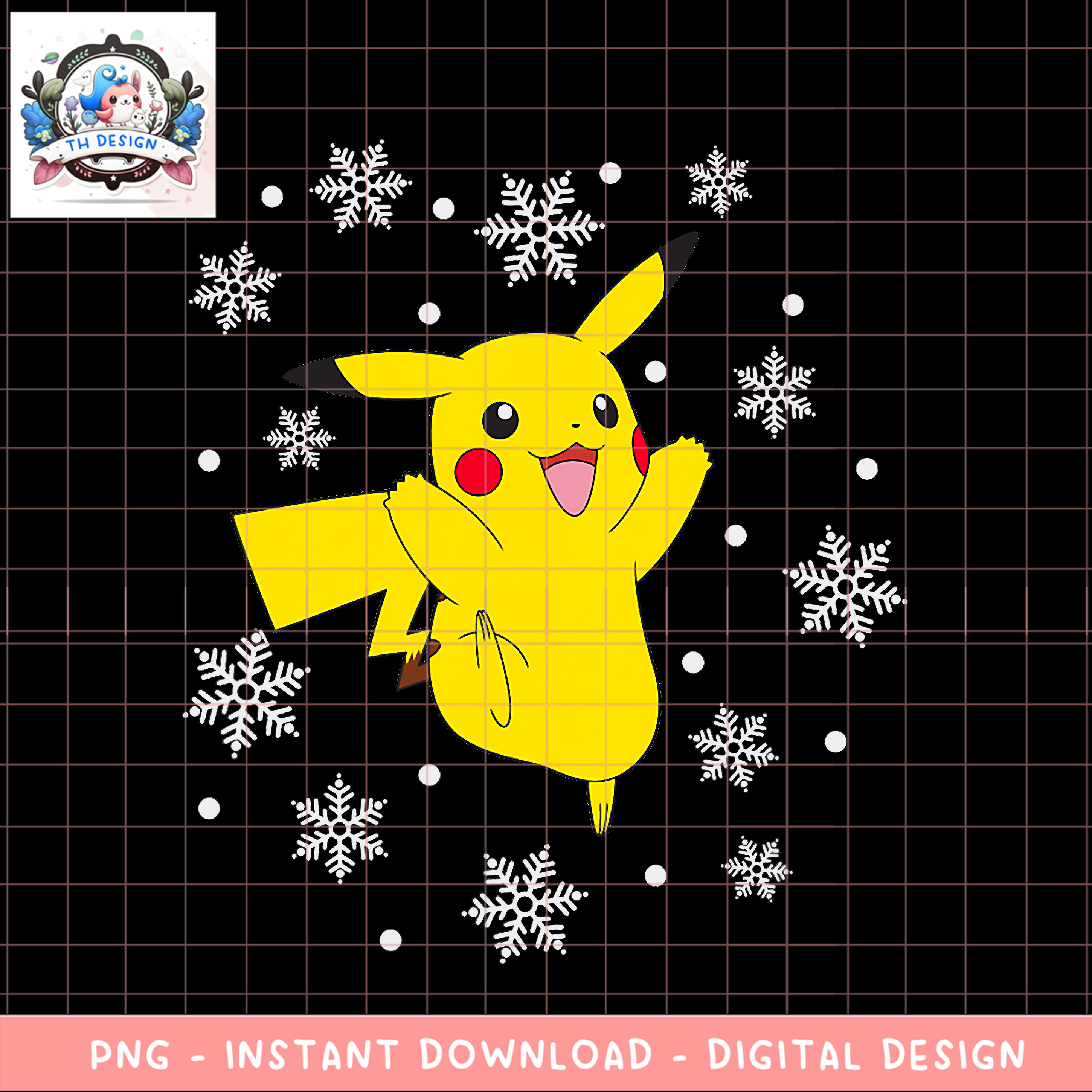 Pokemon Holiday Pikachu Snowflakes png, digital download, in | Inspire ...