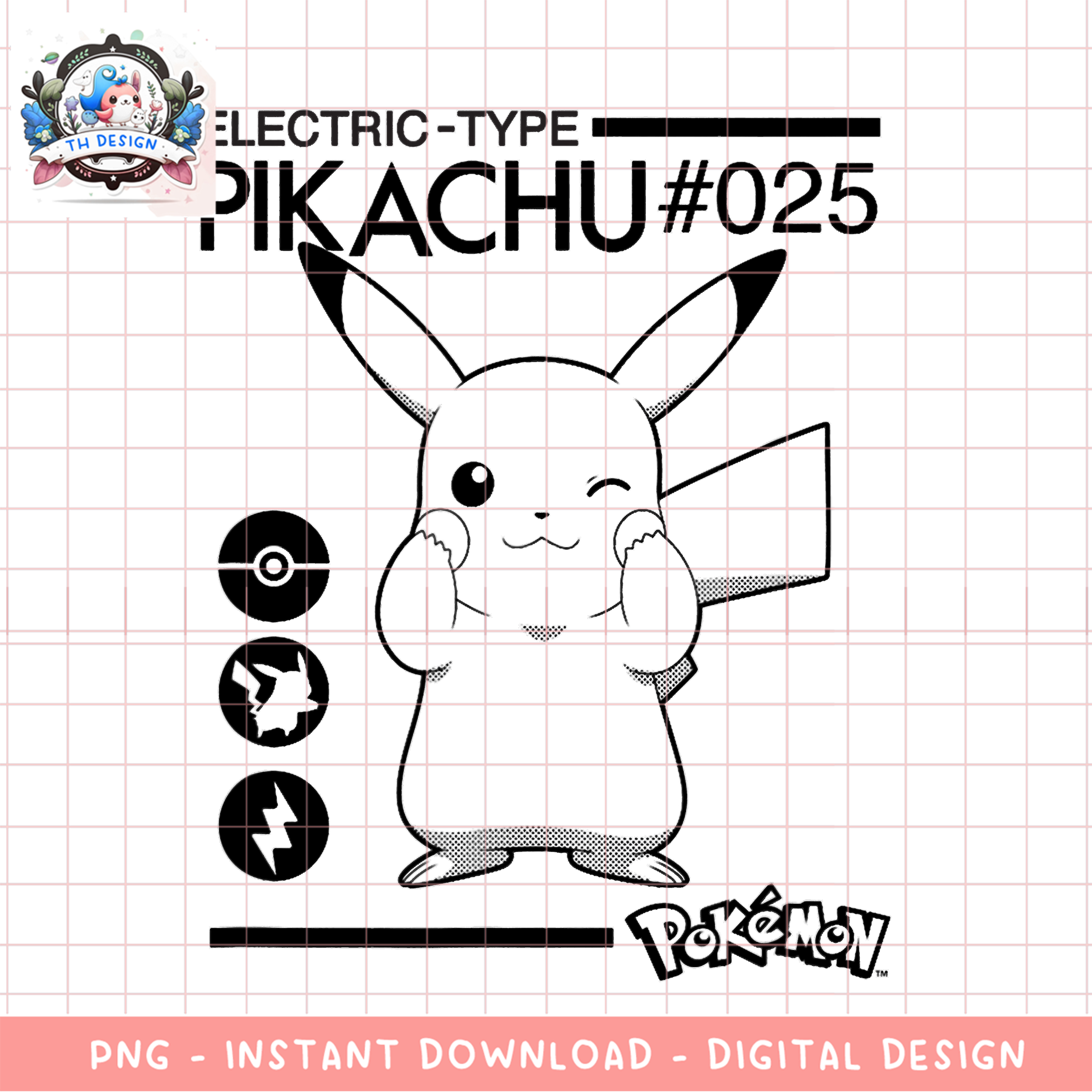 Pokemon Pikachu Electric Type 025 png, digital download, in | Inspire ...