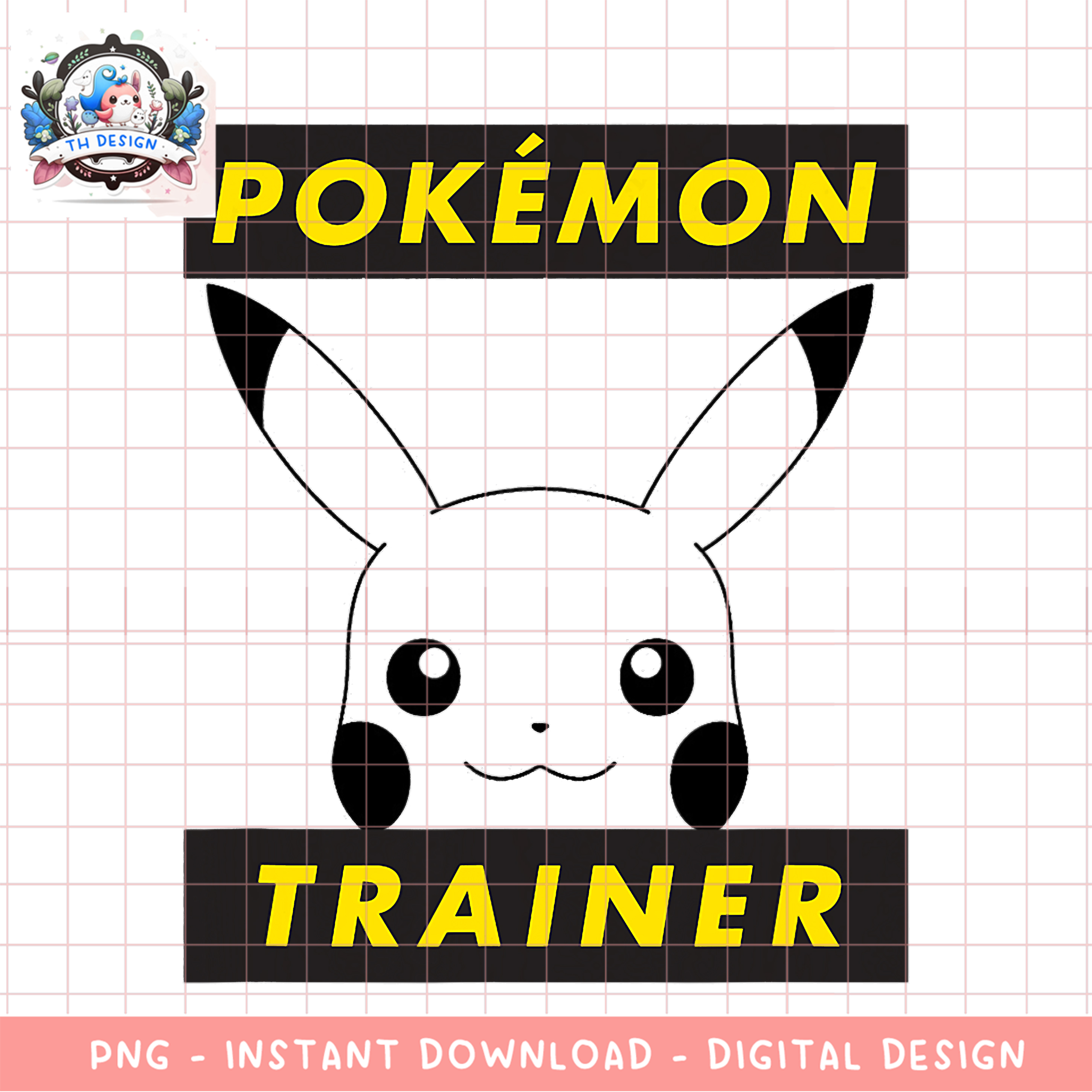 Pokemon Pikachu Trainer png, digital download, instant | Inspire Uplift