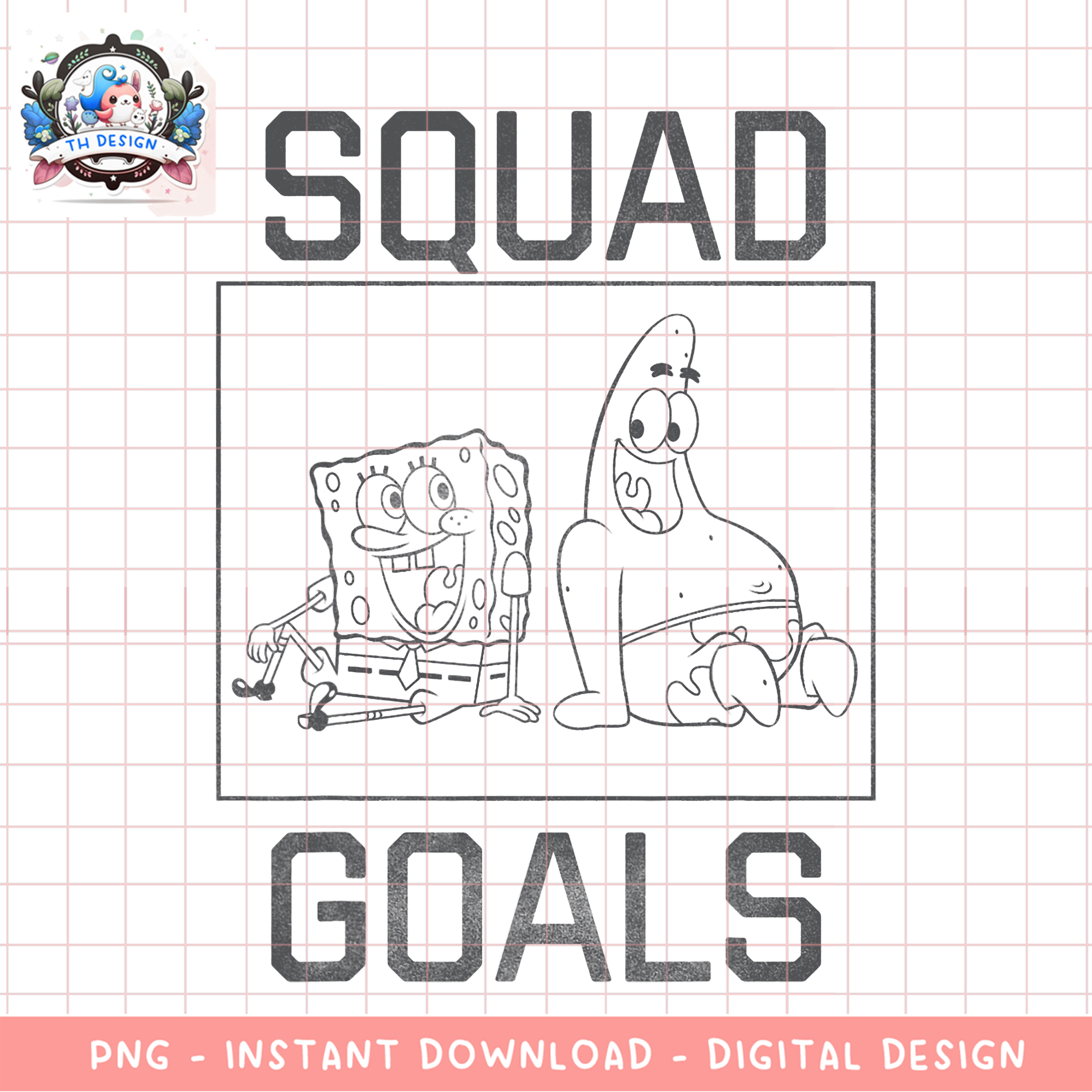 SpongeBob SquarePants BFFS Squad Goals png, digital download | Inspire ...