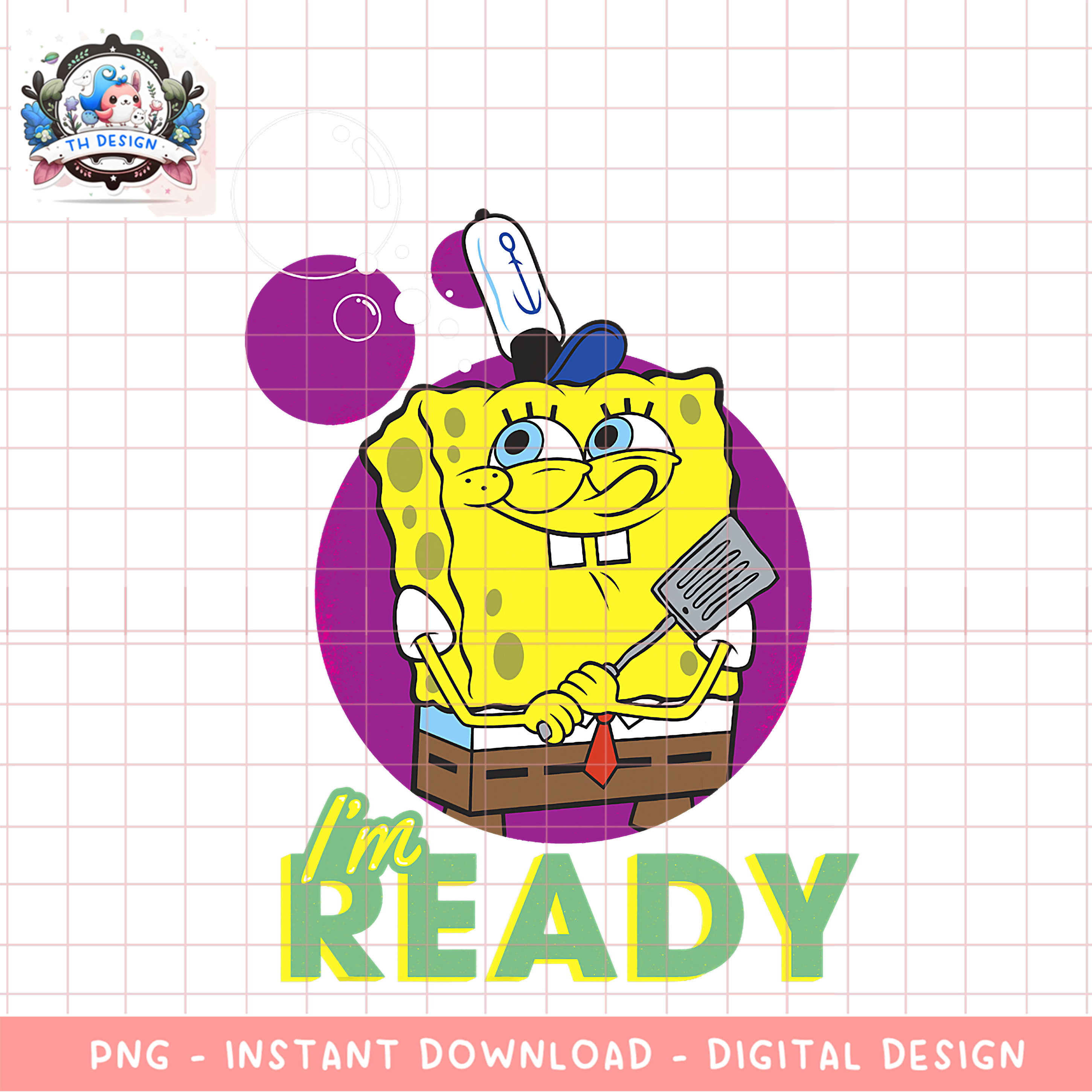 SpongeBob SquarePants Bubble Fry Cook I_m Ready png, digital | Inspire ...