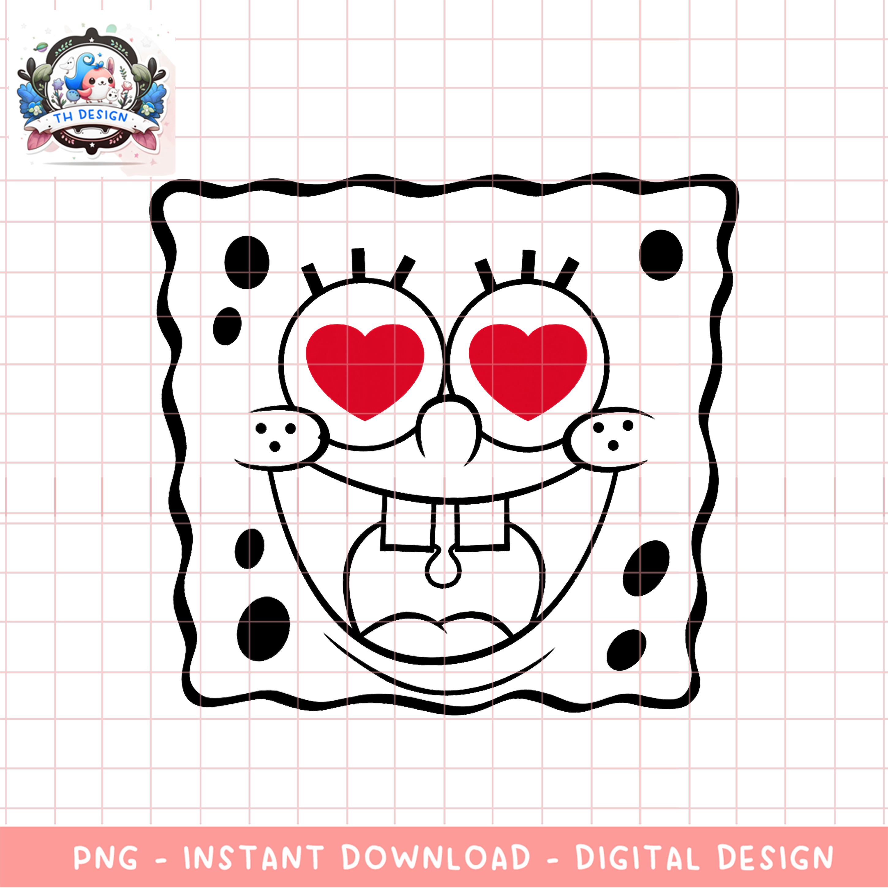 SpongeBob SquarePants Heart Eyes Line Art png, digital downl | Inspire ...