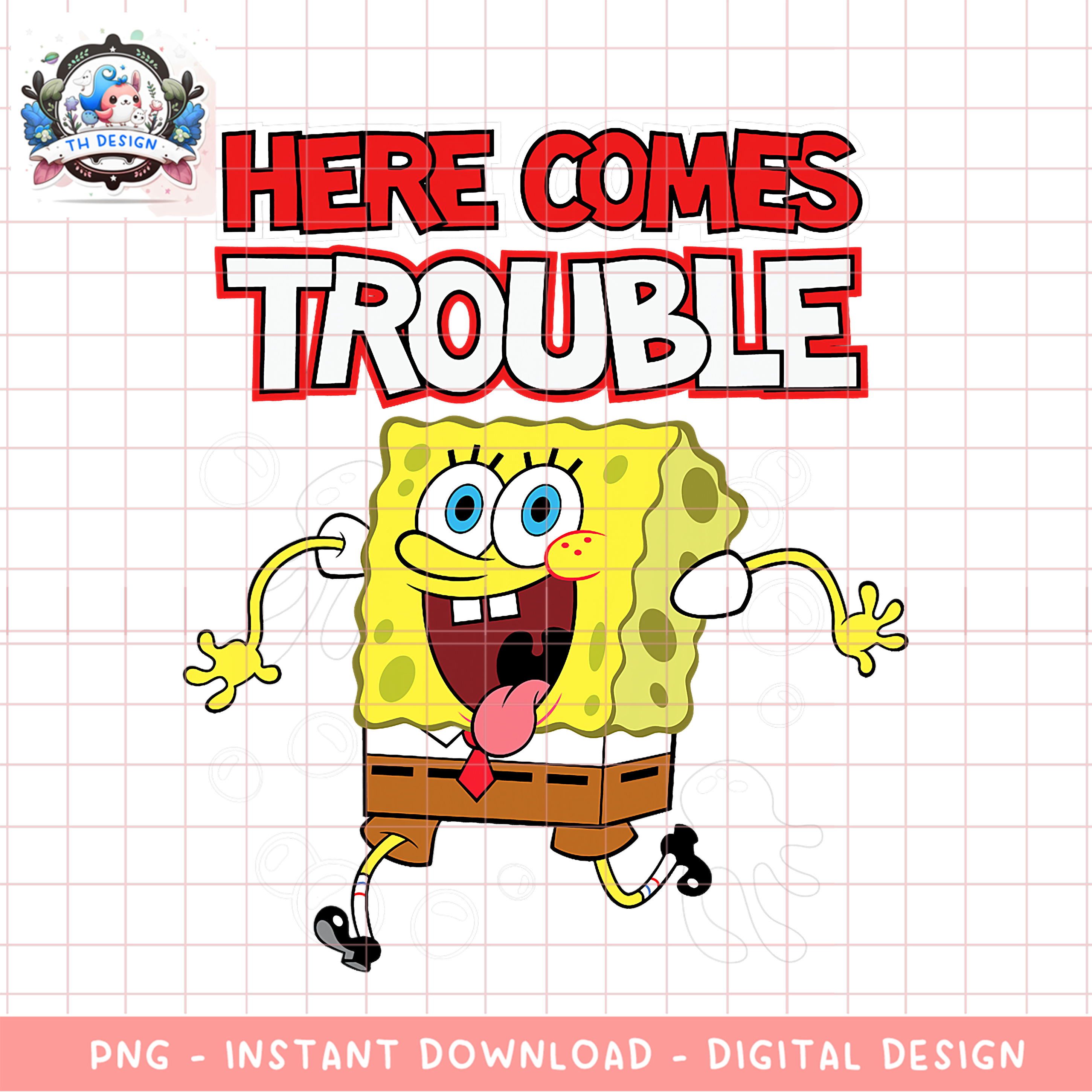 SpongeBob SquarePants Here Comes Trouble png, digital downlo | Inspire ...
