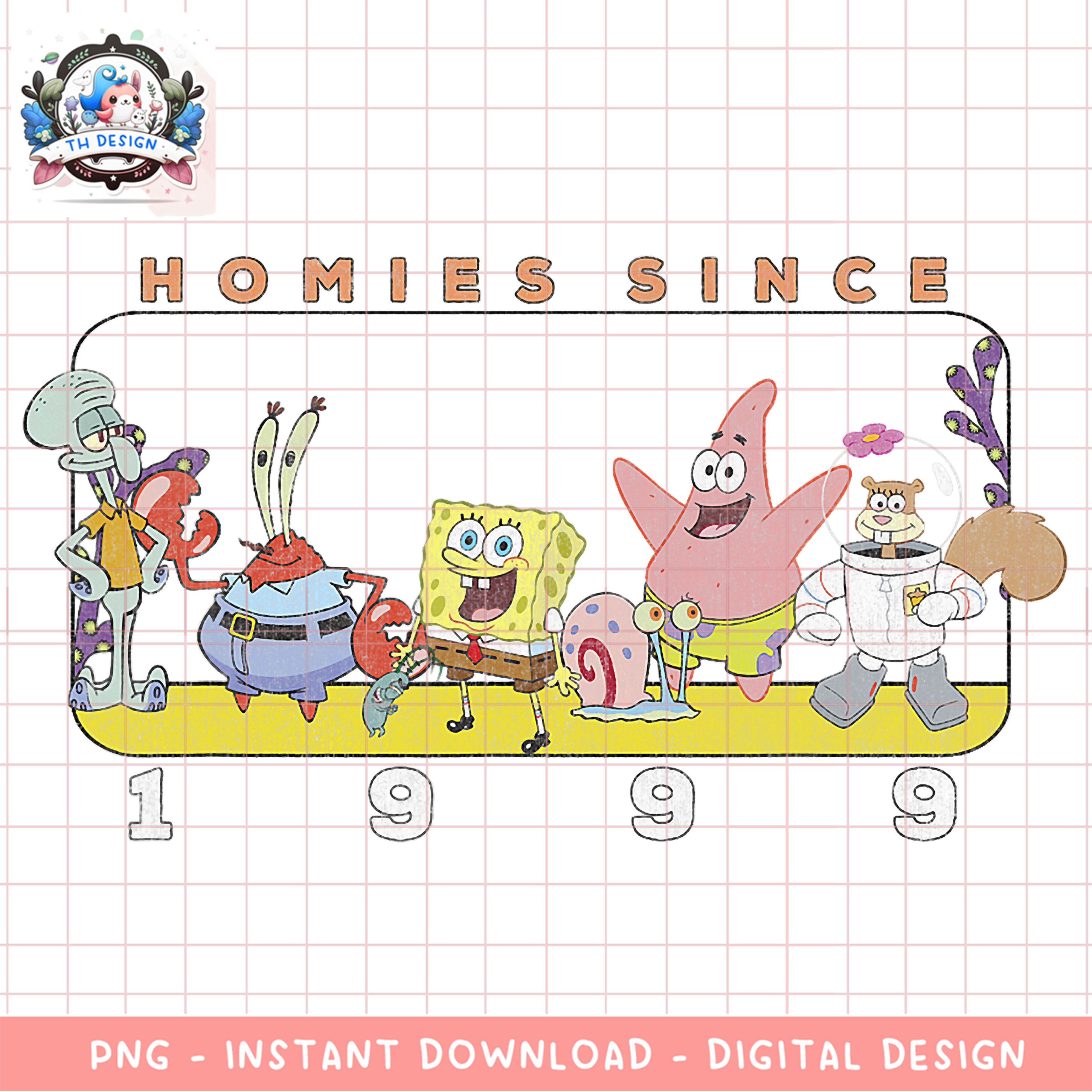 SpongeBob SquarePants Homies Since 1999 Panel Portrait png, | Inspire ...