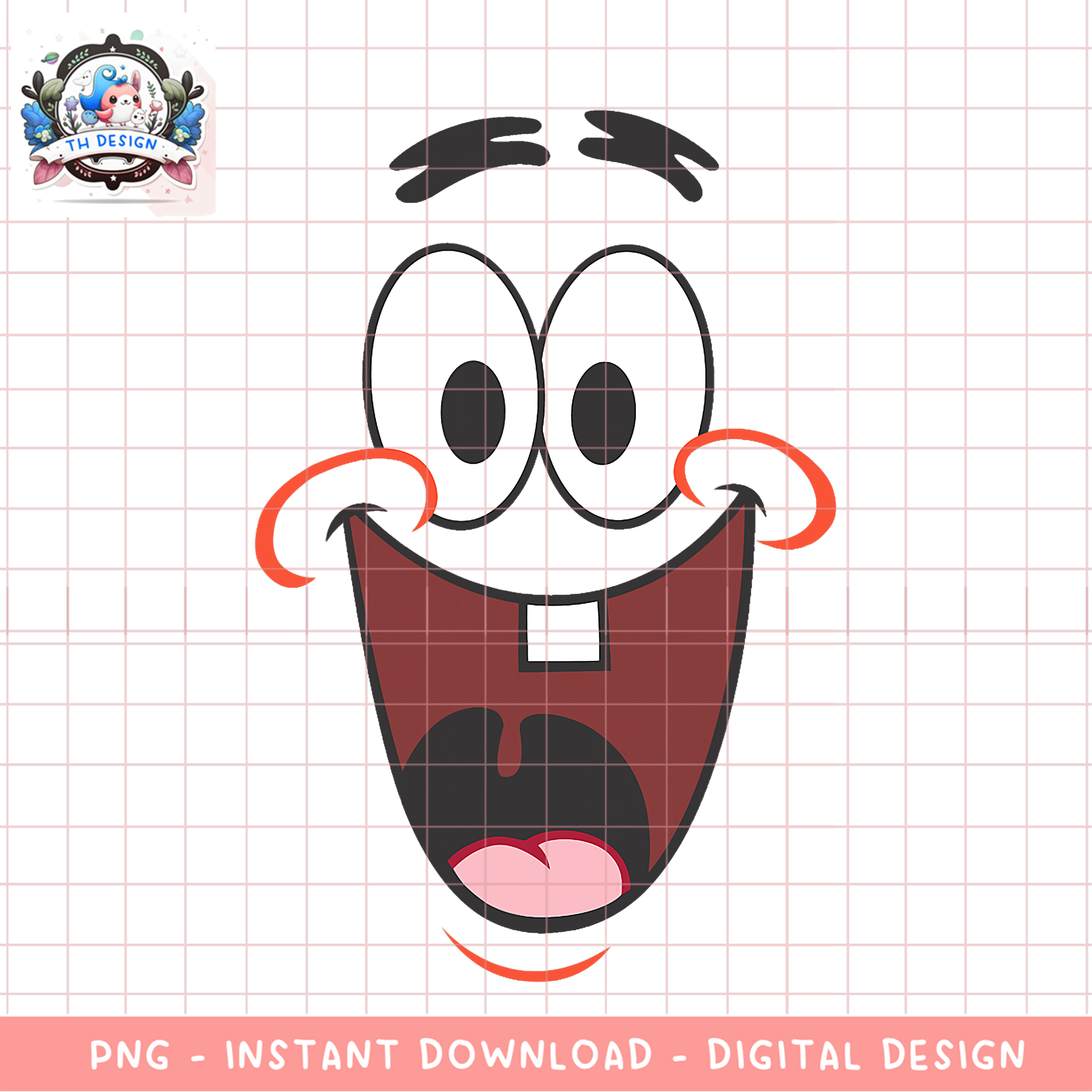 SpongeBob SquarePants Patrick Big Face Smile png, digital do | Inspire ...