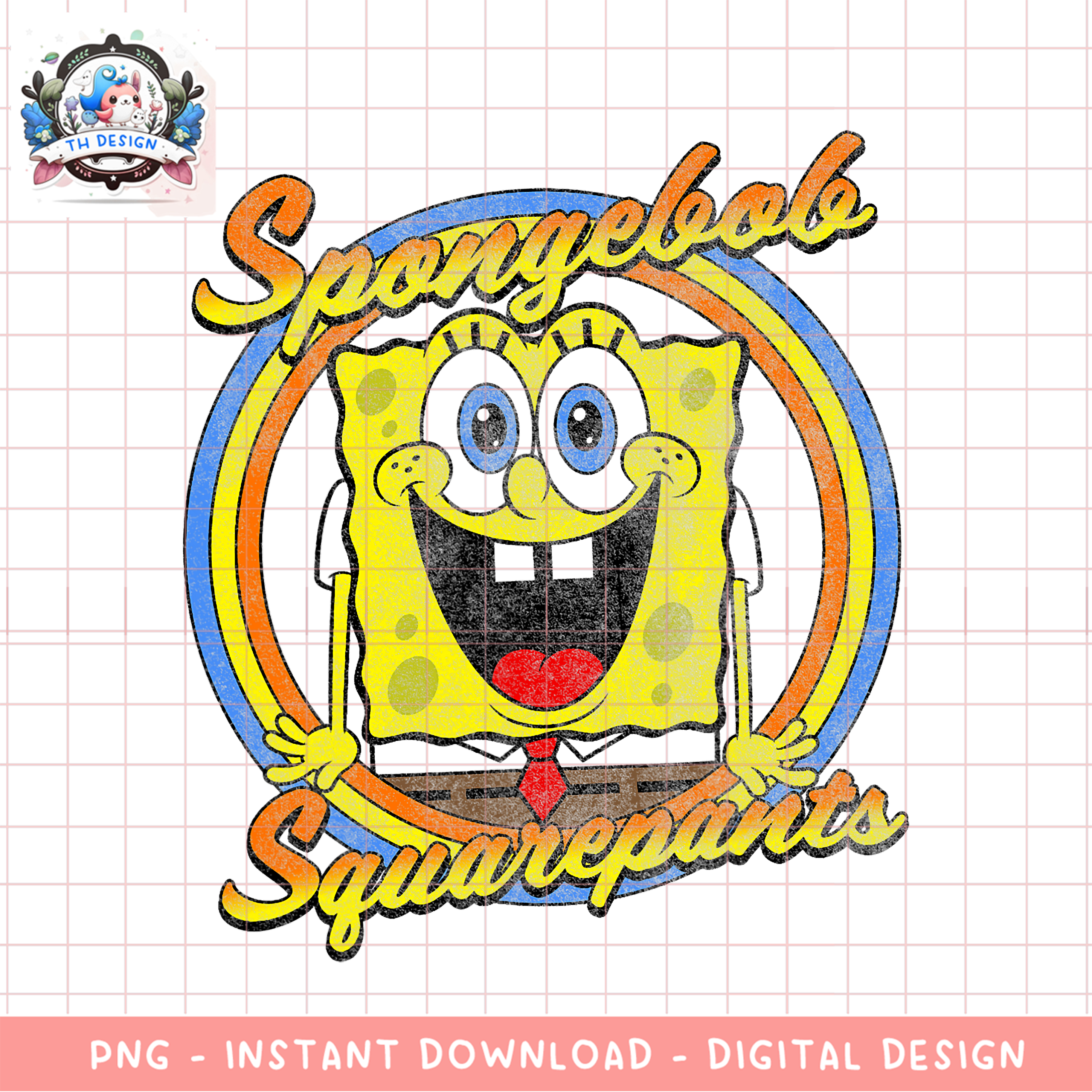 SpongeBob SquarePants Retro Rainbow Portrait png, digital do | Inspire ...