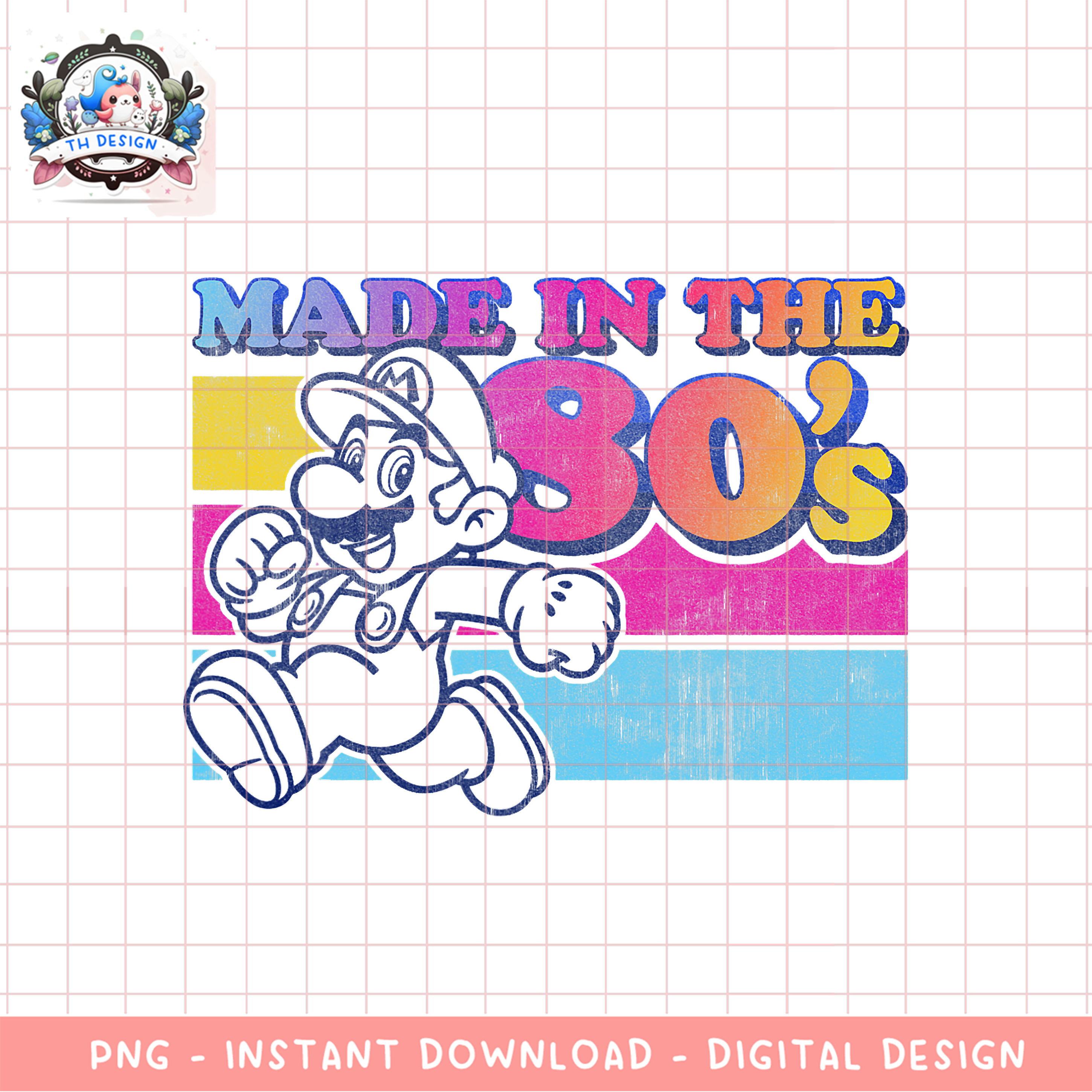 Super Mario Made In The 80_s Retro Gradient Color Fade png, | Inspire ...