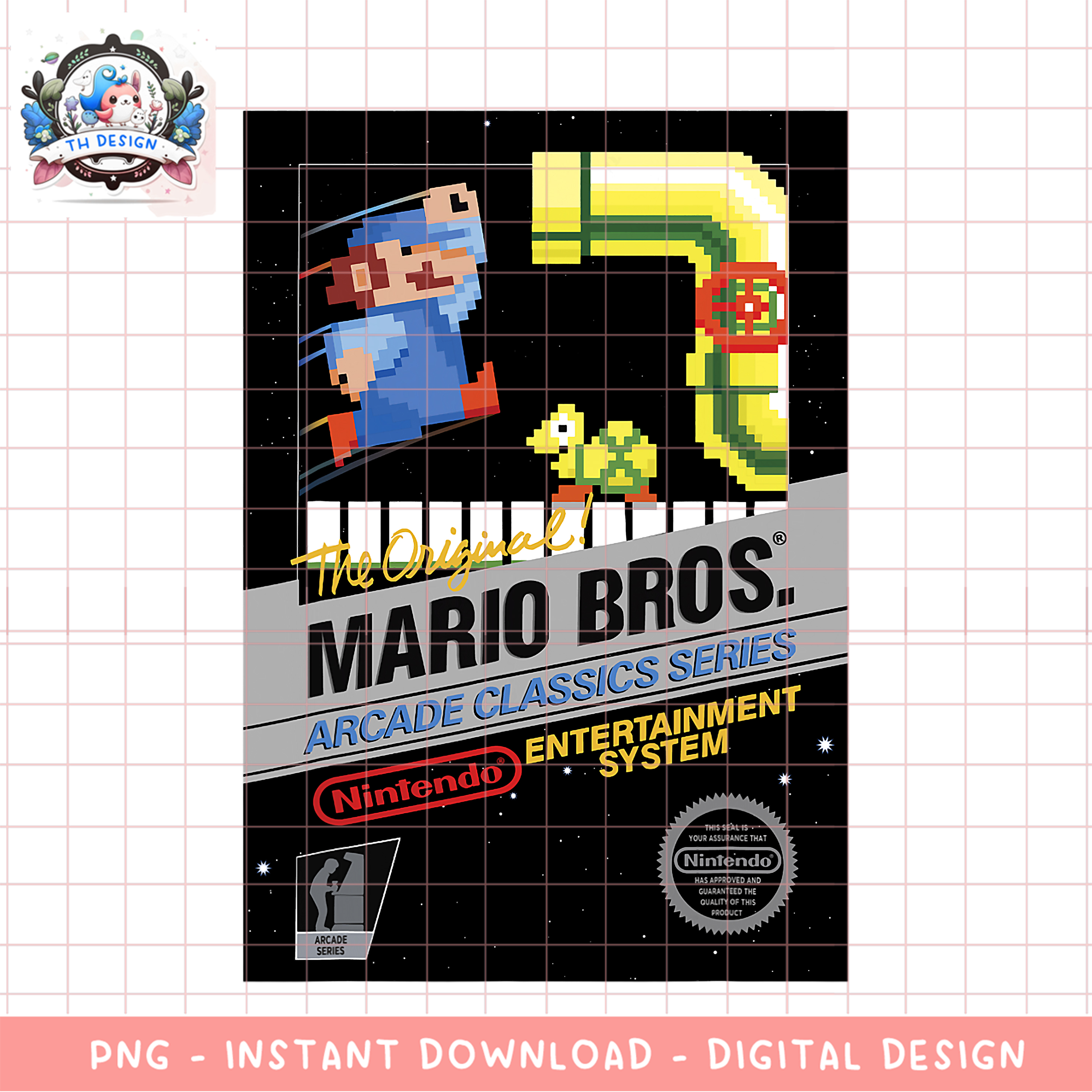 Super Mario Original Classic Retro Box Art Graphic png, digi | Inspire ...