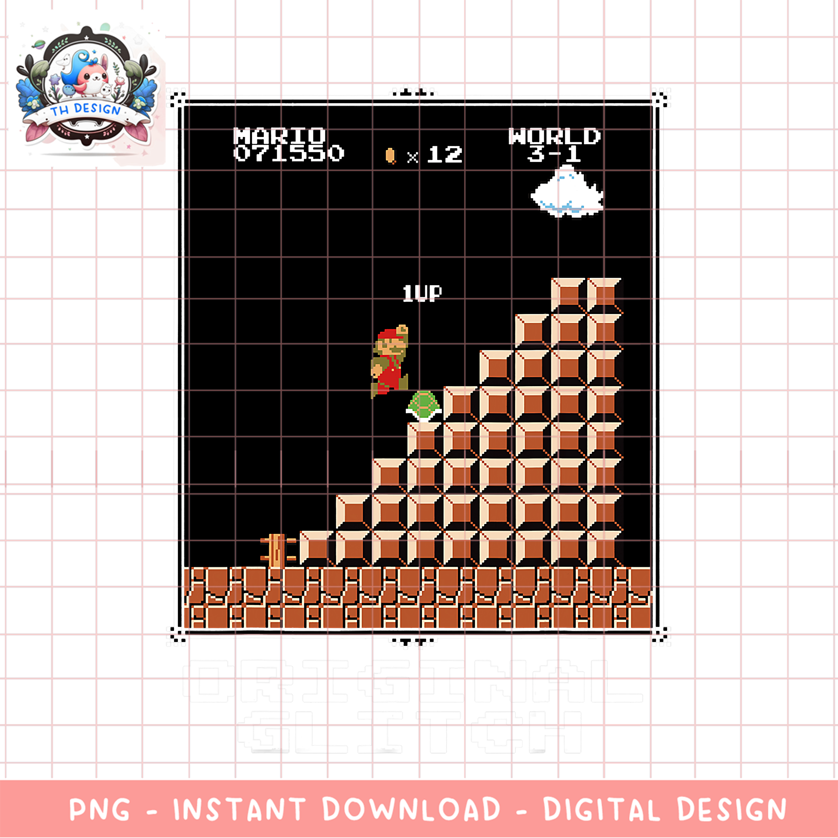 Super Mario Original Glitch Poster png, digital download, in | Inspire ...