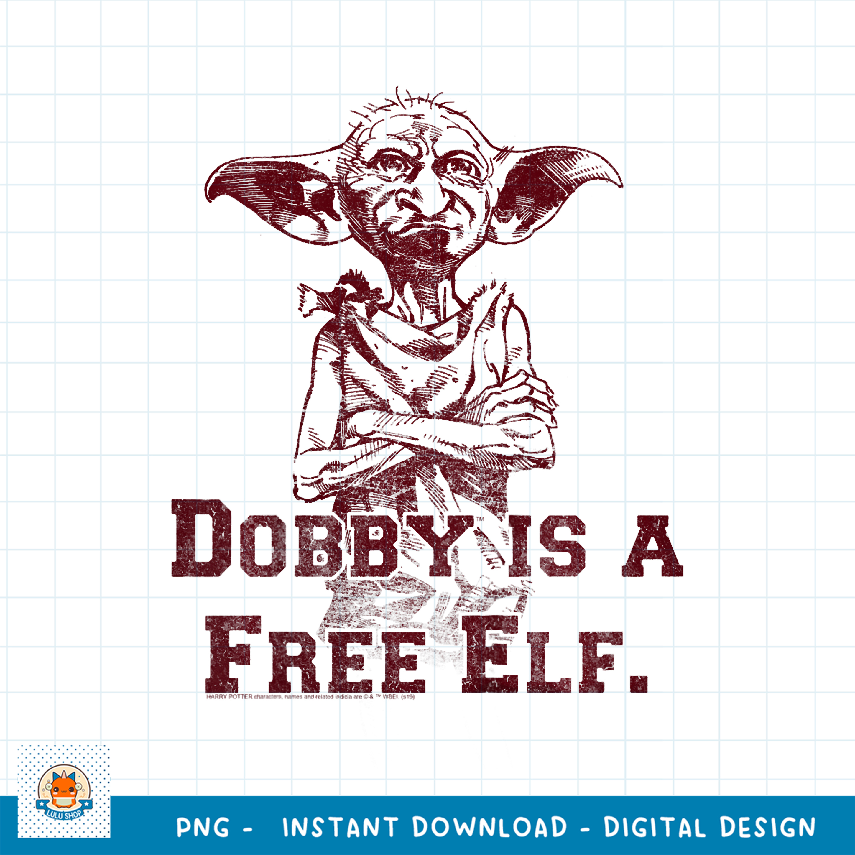 Kids Harry Potter Dobby Is A Free Elf Portrait PNG Download | Inspire ...