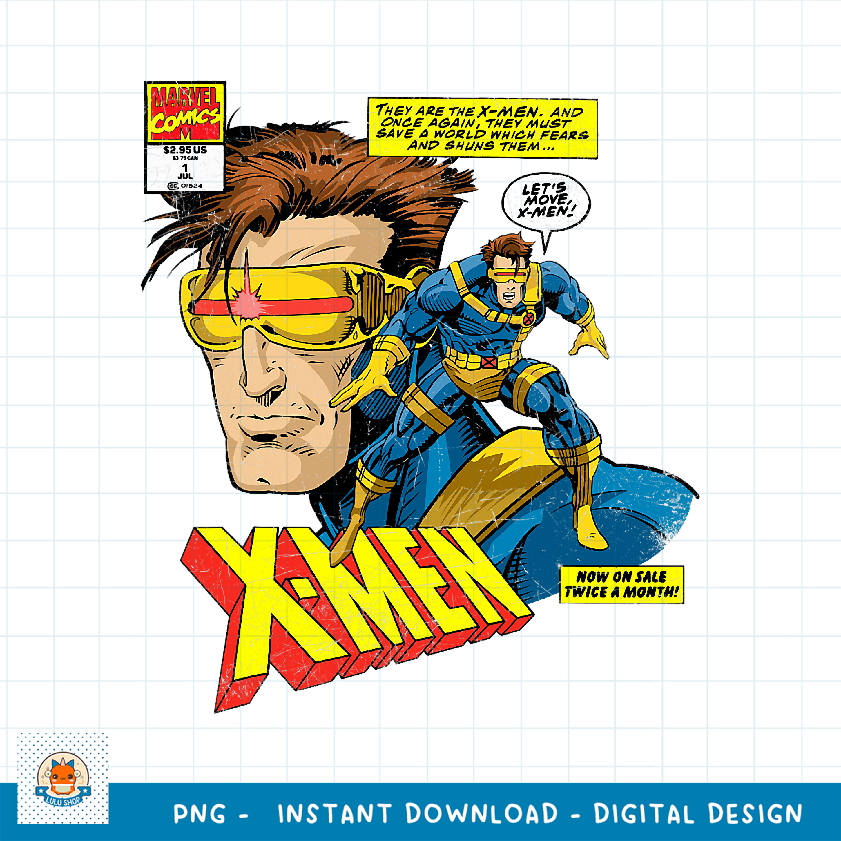 Marvel X-Men Cyclops Mutant Distressed Comic Art png, digita | Inspire ...