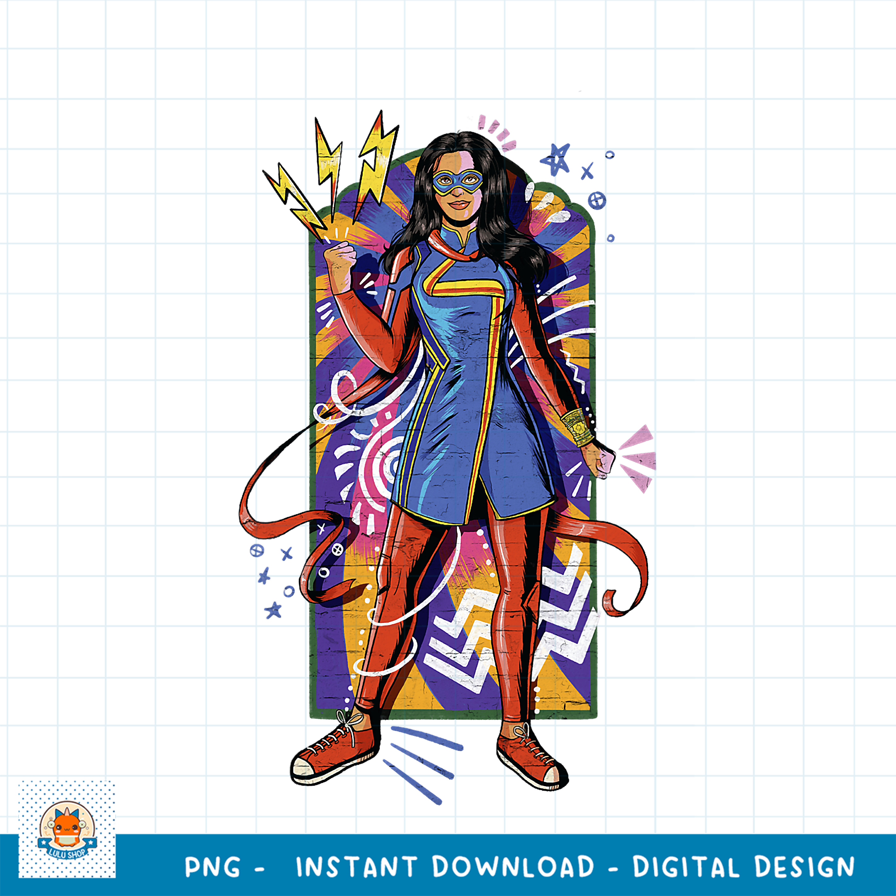 Ms. Marvel Kamala Khan Artsy Comic Poster png, digital downl | Inspire ...
