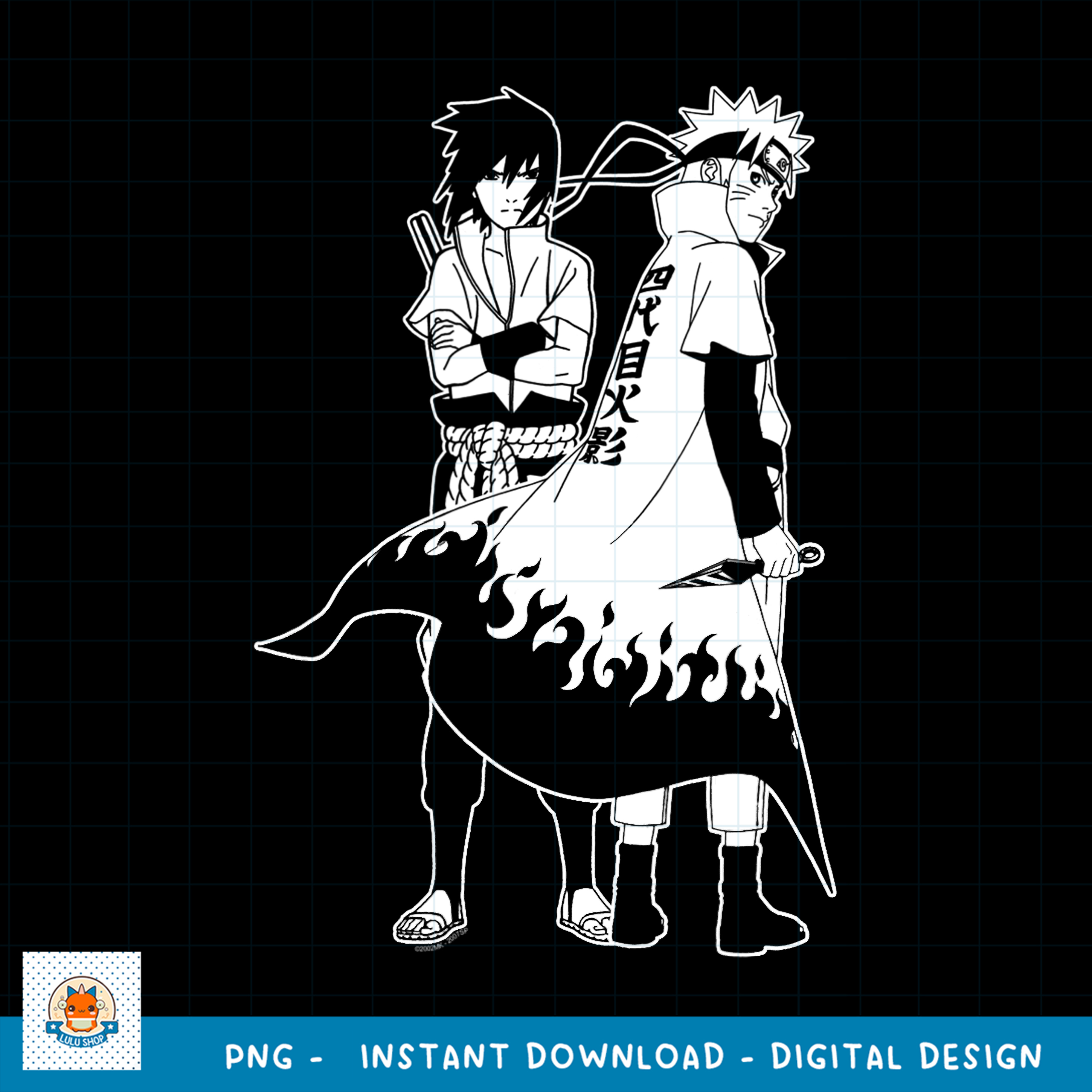 Naruto Shippuden Naruto and Sasuke Outline png, digital down | Inspire ...
