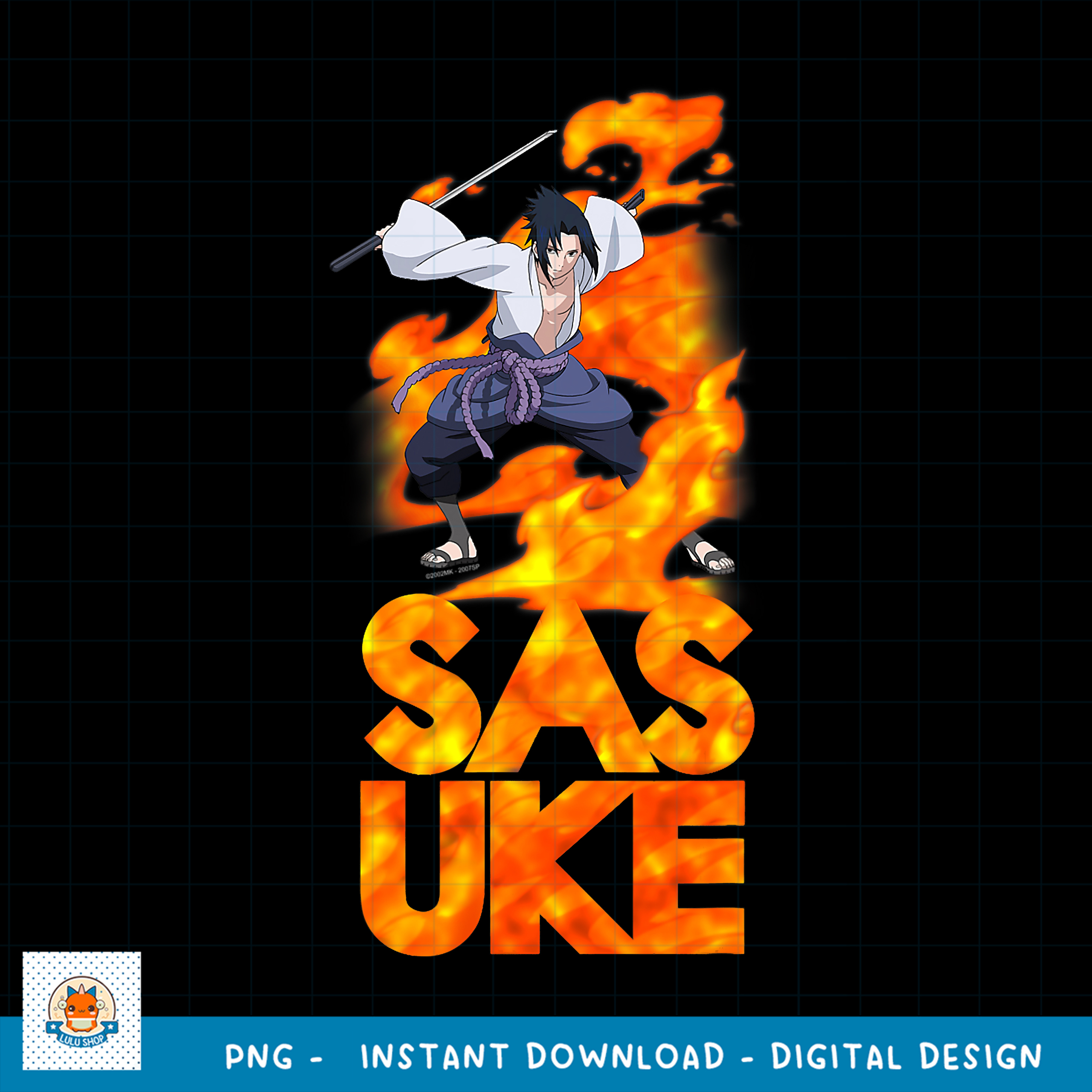 Naruto Shippuden Sasuke Stacked Flame Type png, digital down | Inspire ...