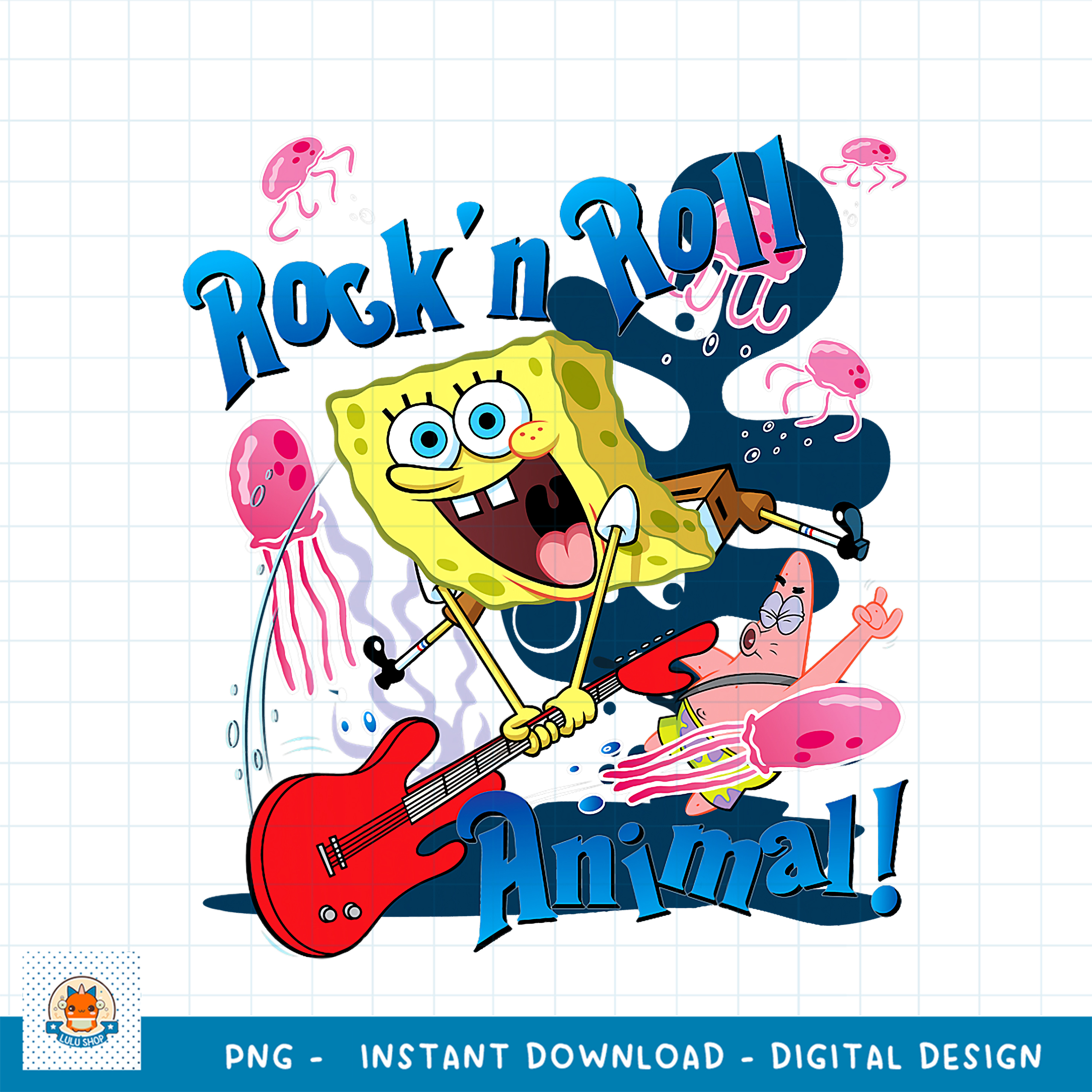 Spongebob Rock N Roll Animals! png, digital download | Inspire Uplift