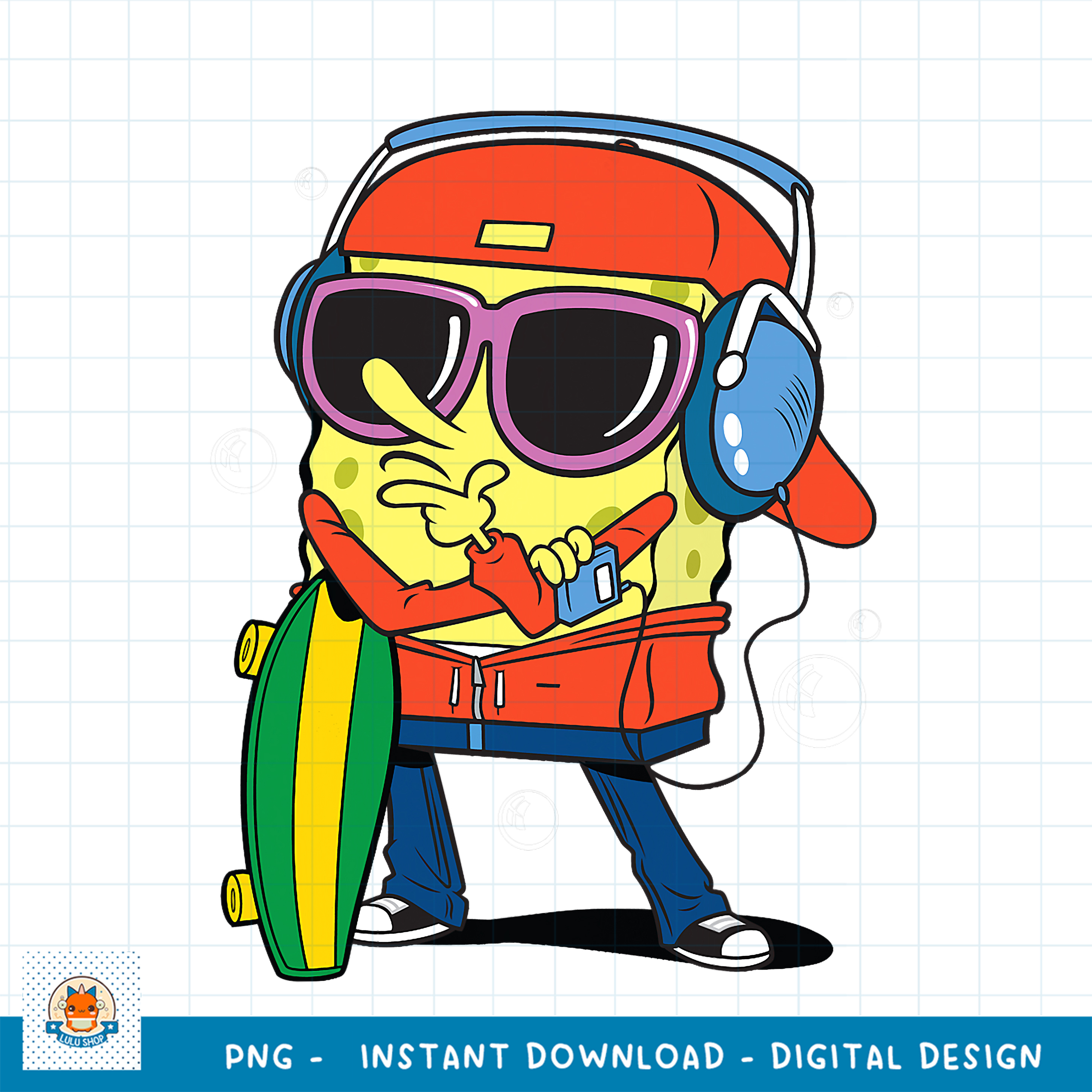 Spongebob Skater Tee With Hat png, digital download | Inspire Uplift