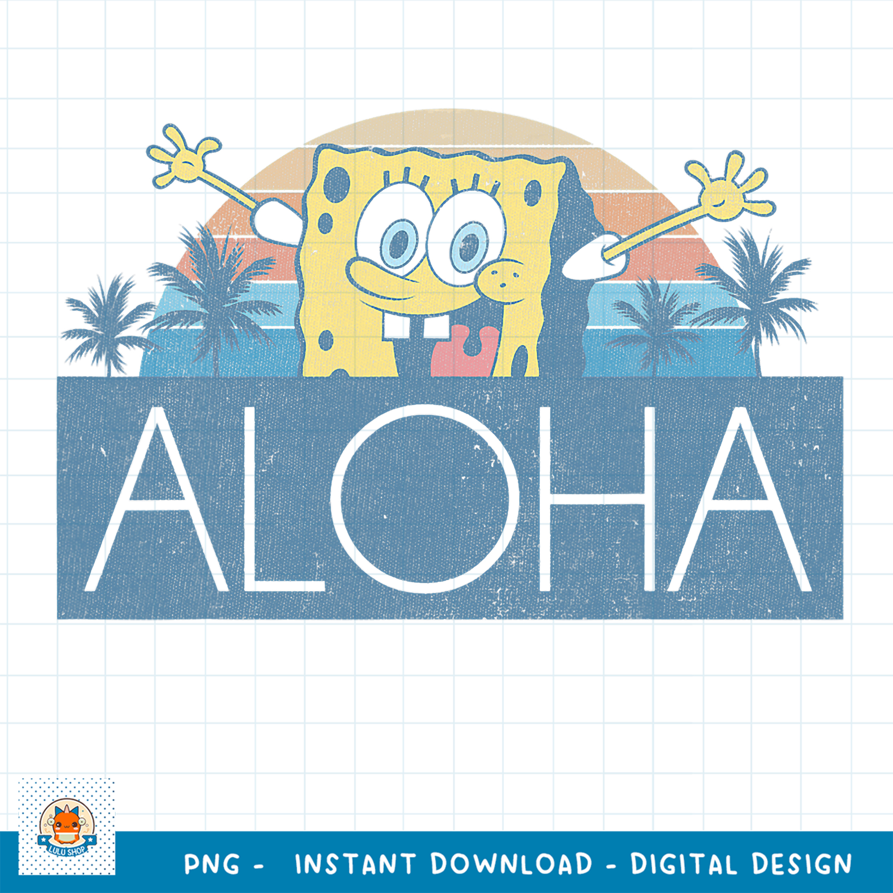 SpongeBob SquarePants Aloha Vintage Sunset png, digital down | Inspire ...
