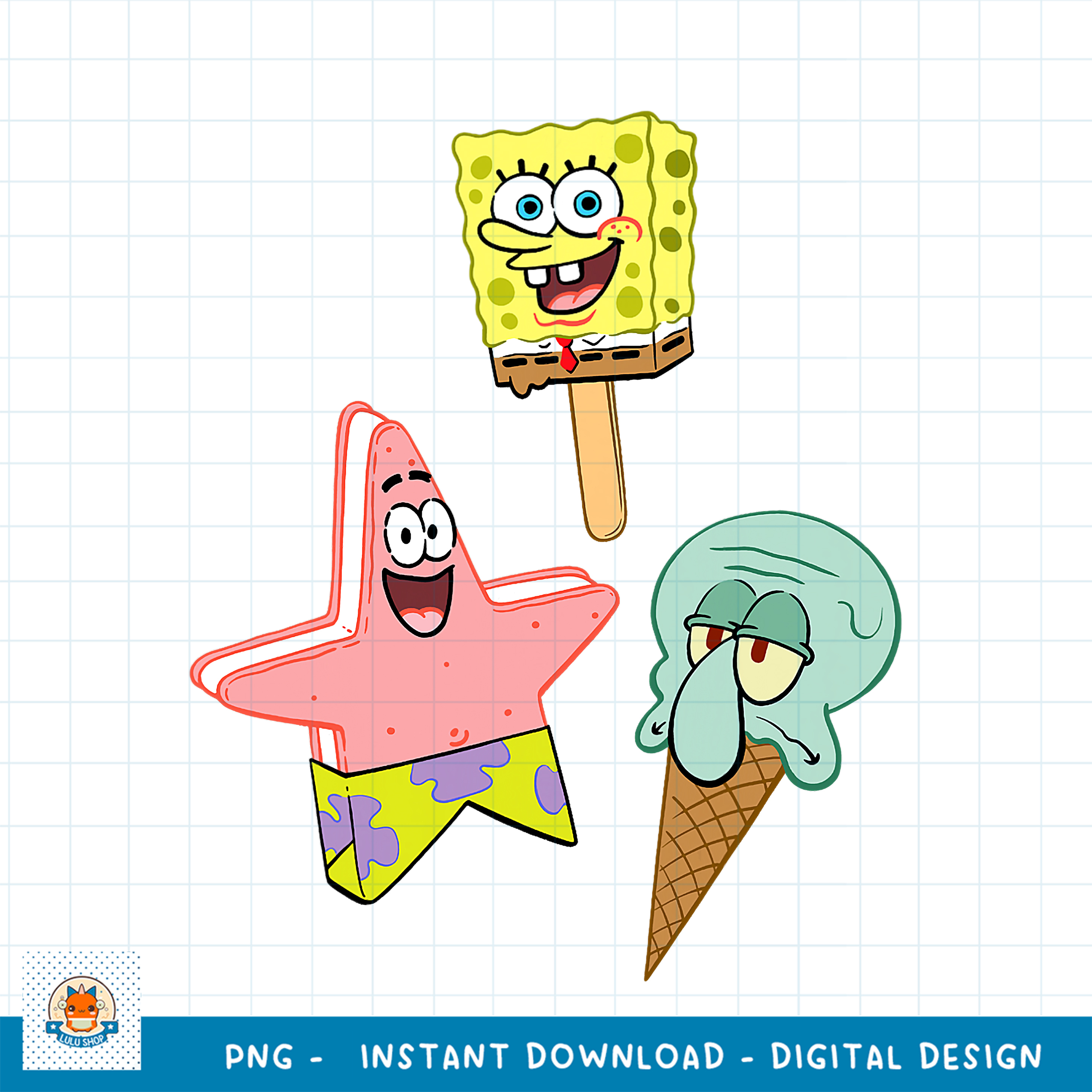 SpongeBob SquarePants Ice Cream Characters png, digital down - Inspire ...