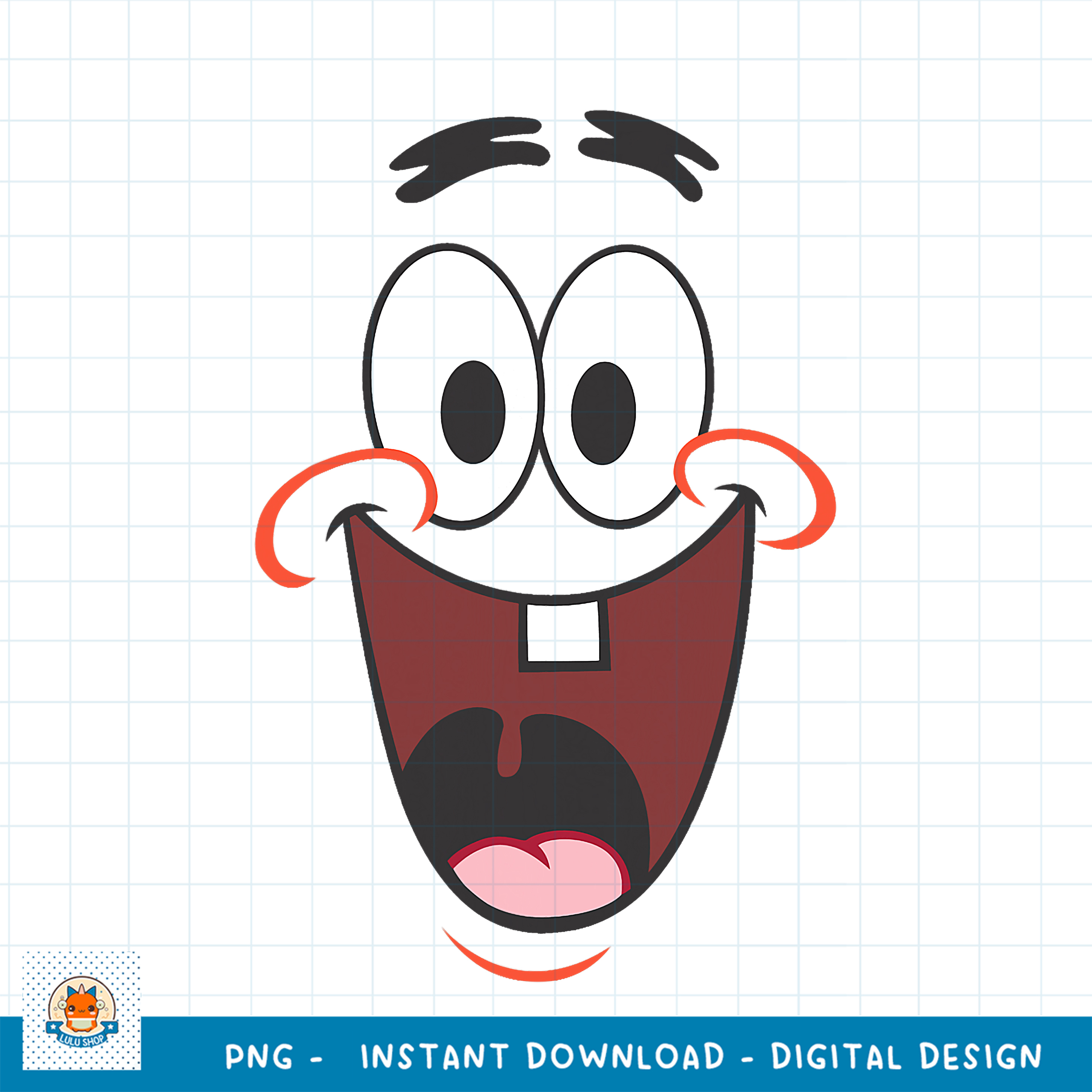 SpongeBob SquarePants Patrick Big Face Smile png, digital do | Inspire ...