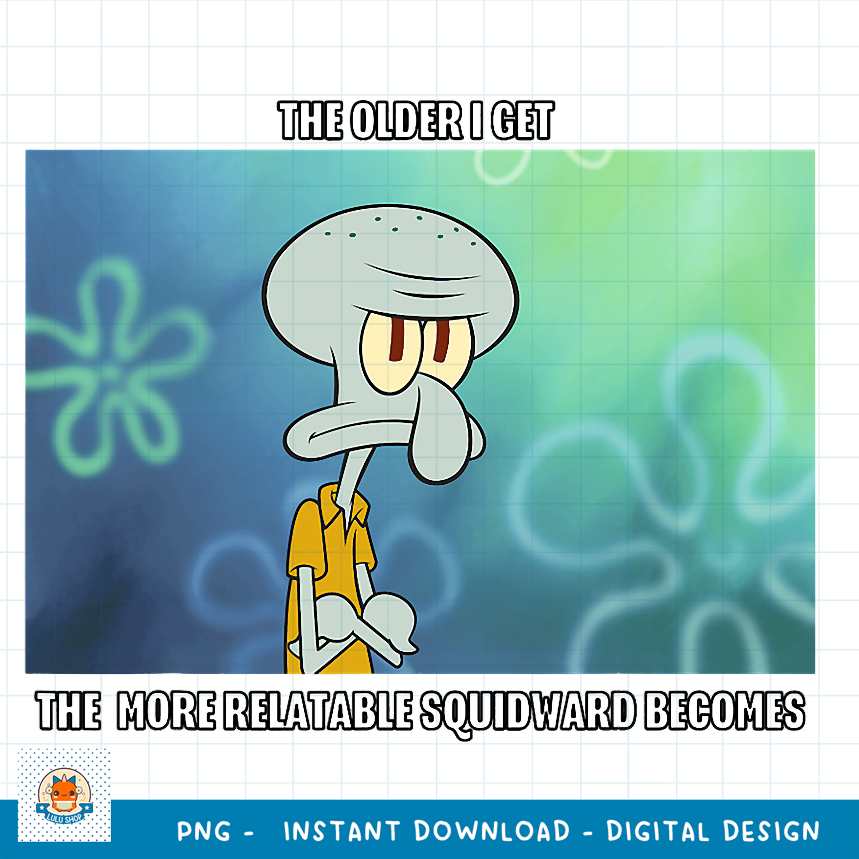 SpongeBob SquarePants Relatable Squidward Portrait png, digi | Inspire ...