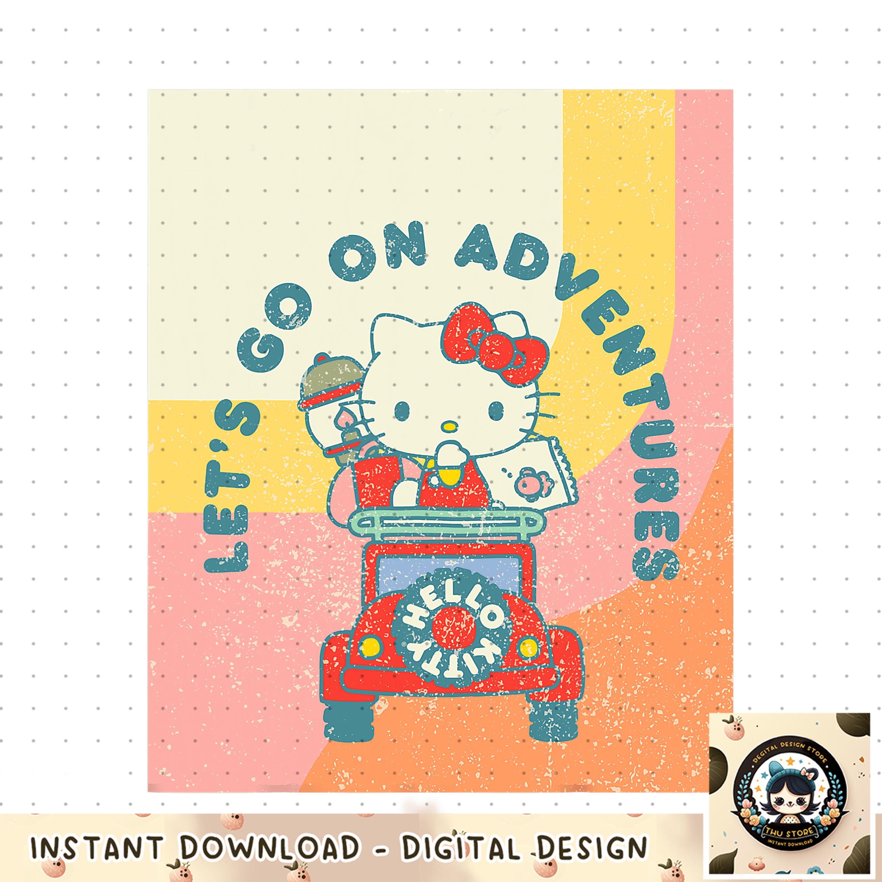 Hello Kitty Let_s Go on Adventures Car Ride Roadtrip PNG Dow | Inspire ...
