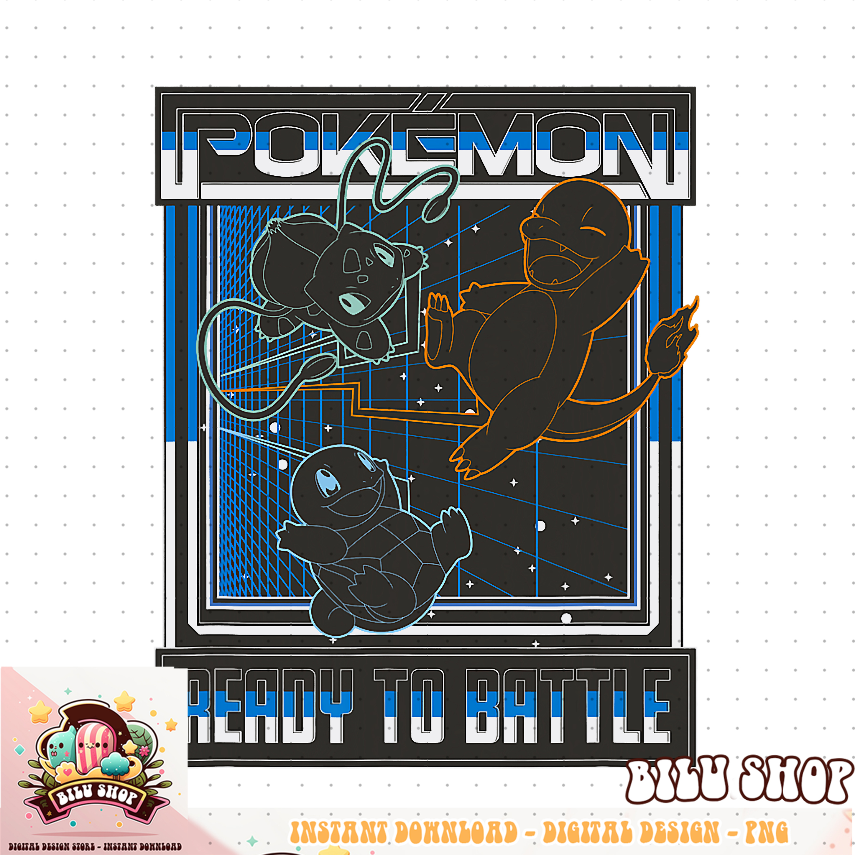 Pokemon Group Shot Ready To Battle Grid Poster T-Shirt | Inspire Uplift