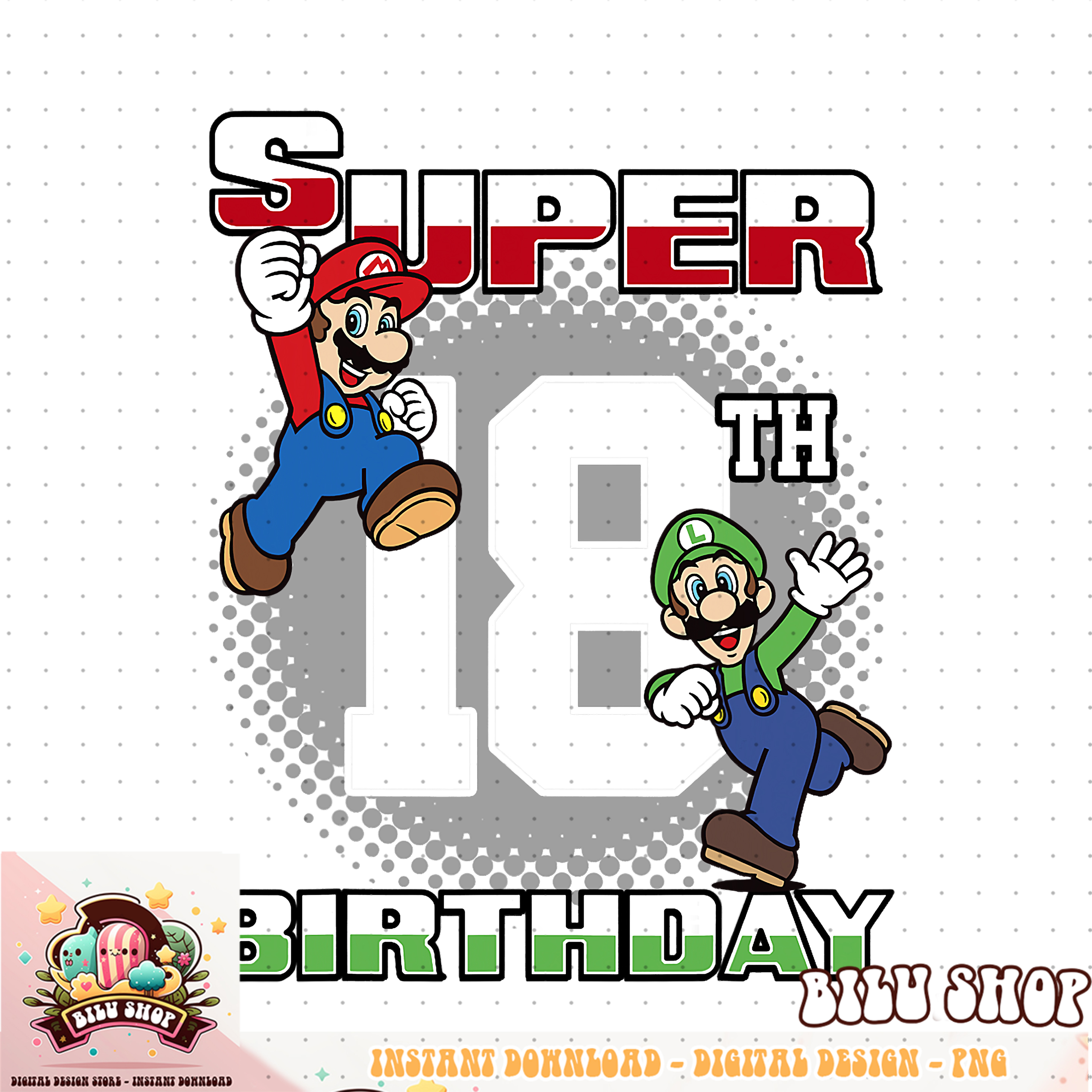 Super Mario And Luigi Super Birthday 18th Birthday Portrait | Inspire ...