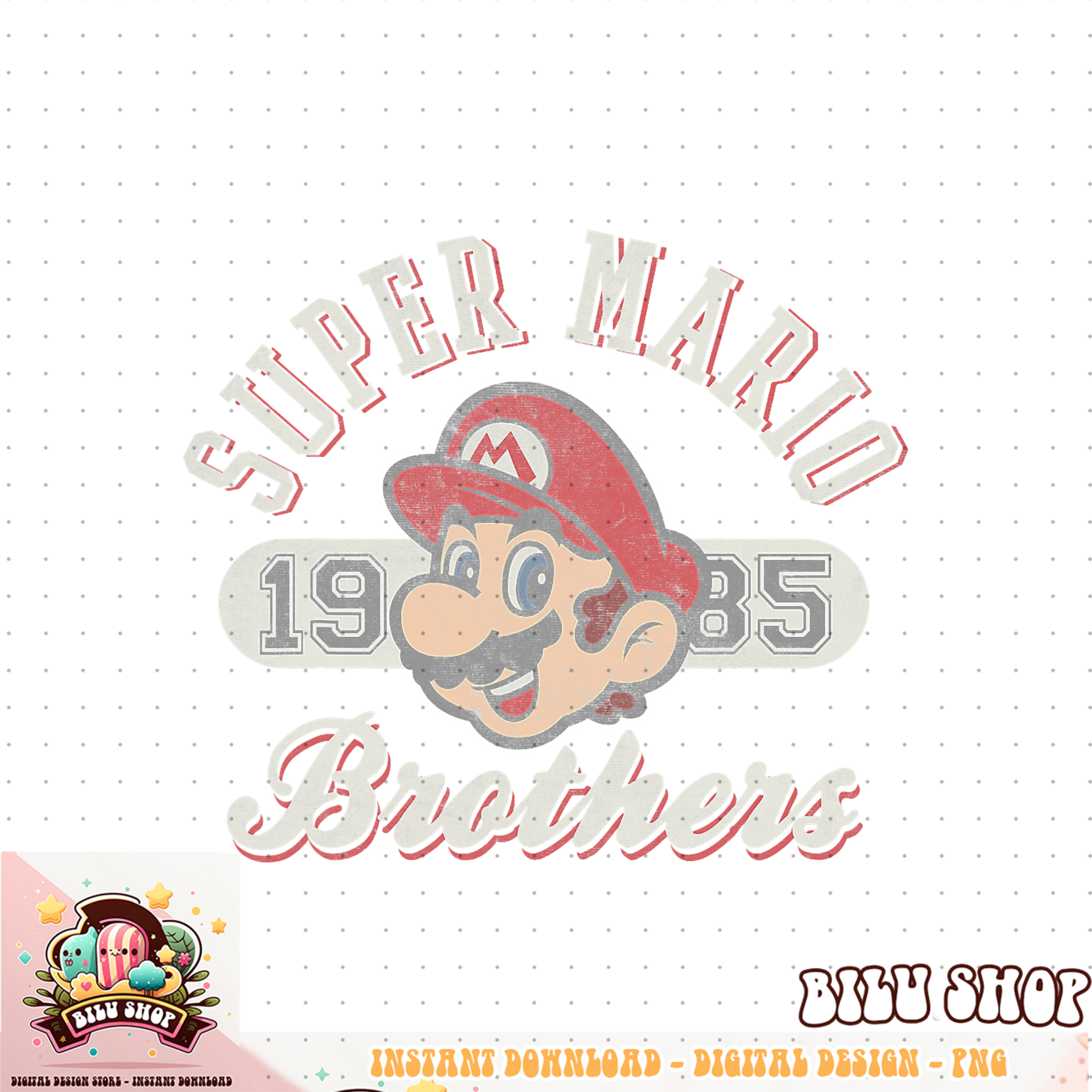 Super Mario Bros 1985 Face Vintage Logo Graphic png download | Inspire ...