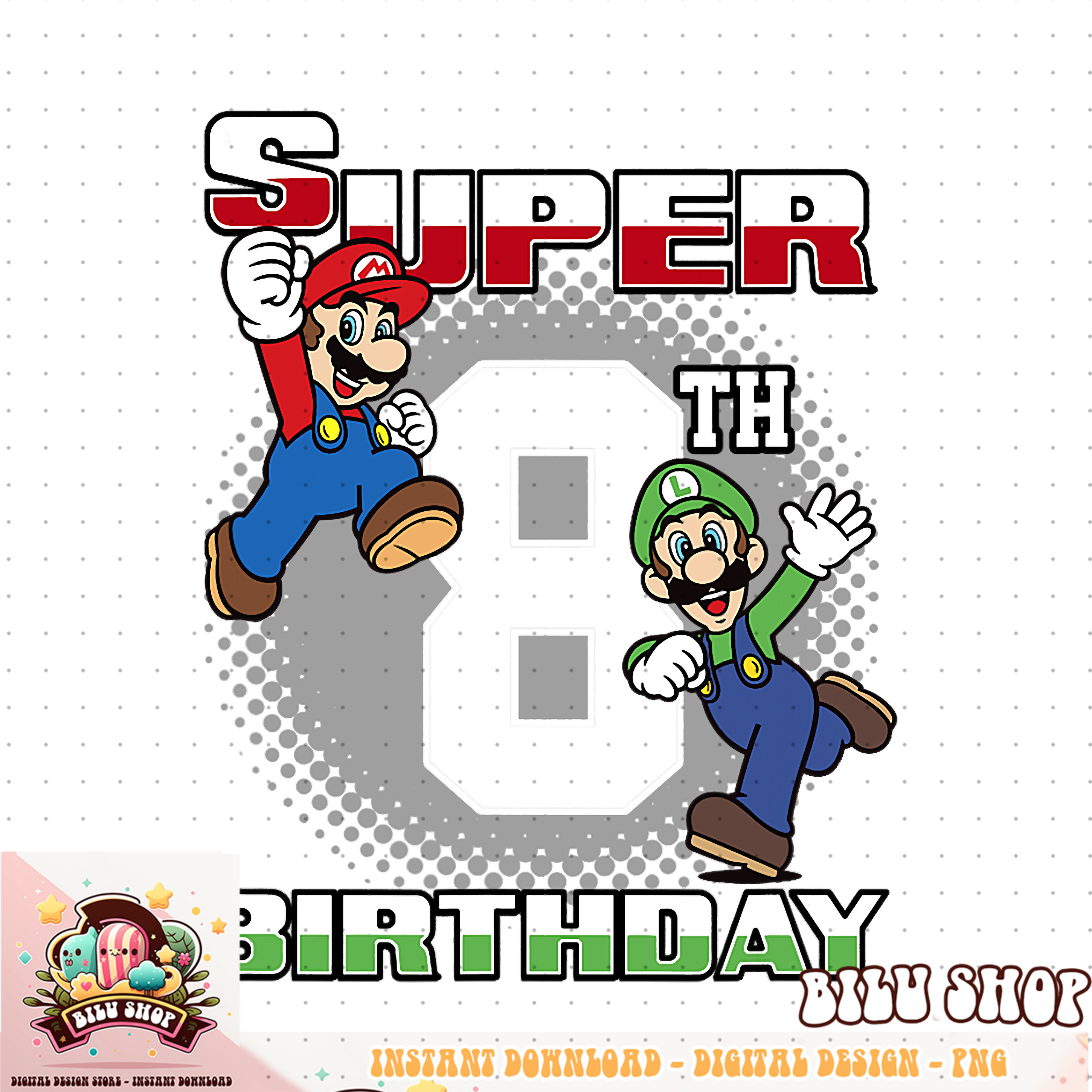 Super Mario Bros Mario _ Luigi Super 8th Birthday png downlo | Inspire ...