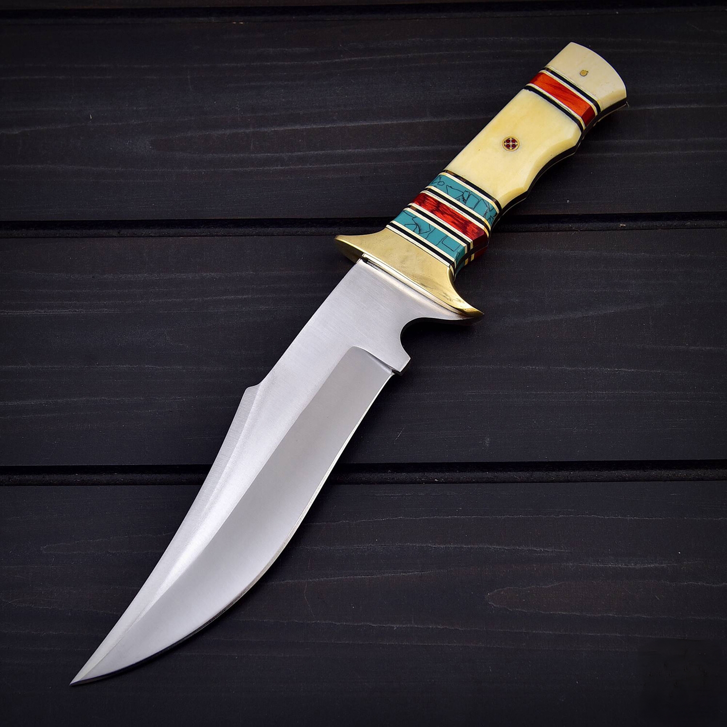 Handmade High Carbon Steel Hunting Bowie Knife with FREE Lea | Inspire ...