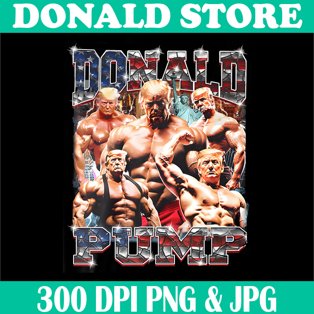 Retro Donald Pump Png, Gym Collage Png, Photo Meme Png, Funn | Inspire ...