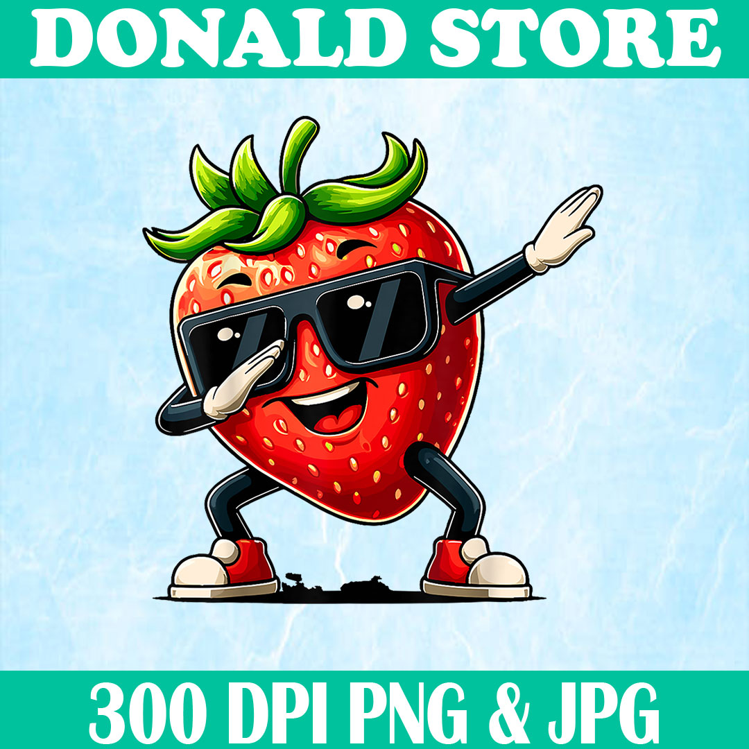 Dabbing Strawberry with Sunglasses Png, Summer Fruit lover P | Inspire ...