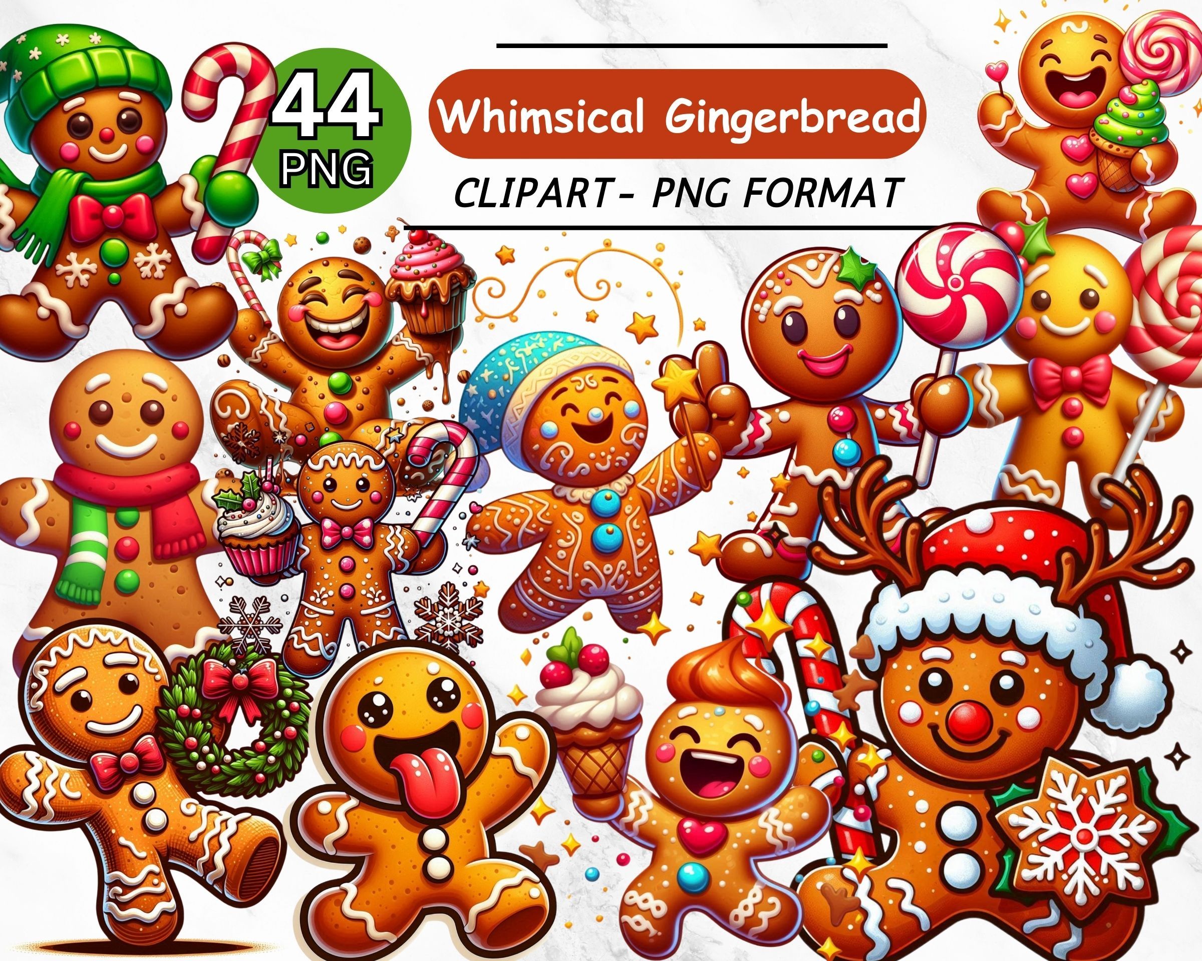 Gingerbread Man Clipart Bundle, Christmas Cookie Clipart, Ho | Inspire ...