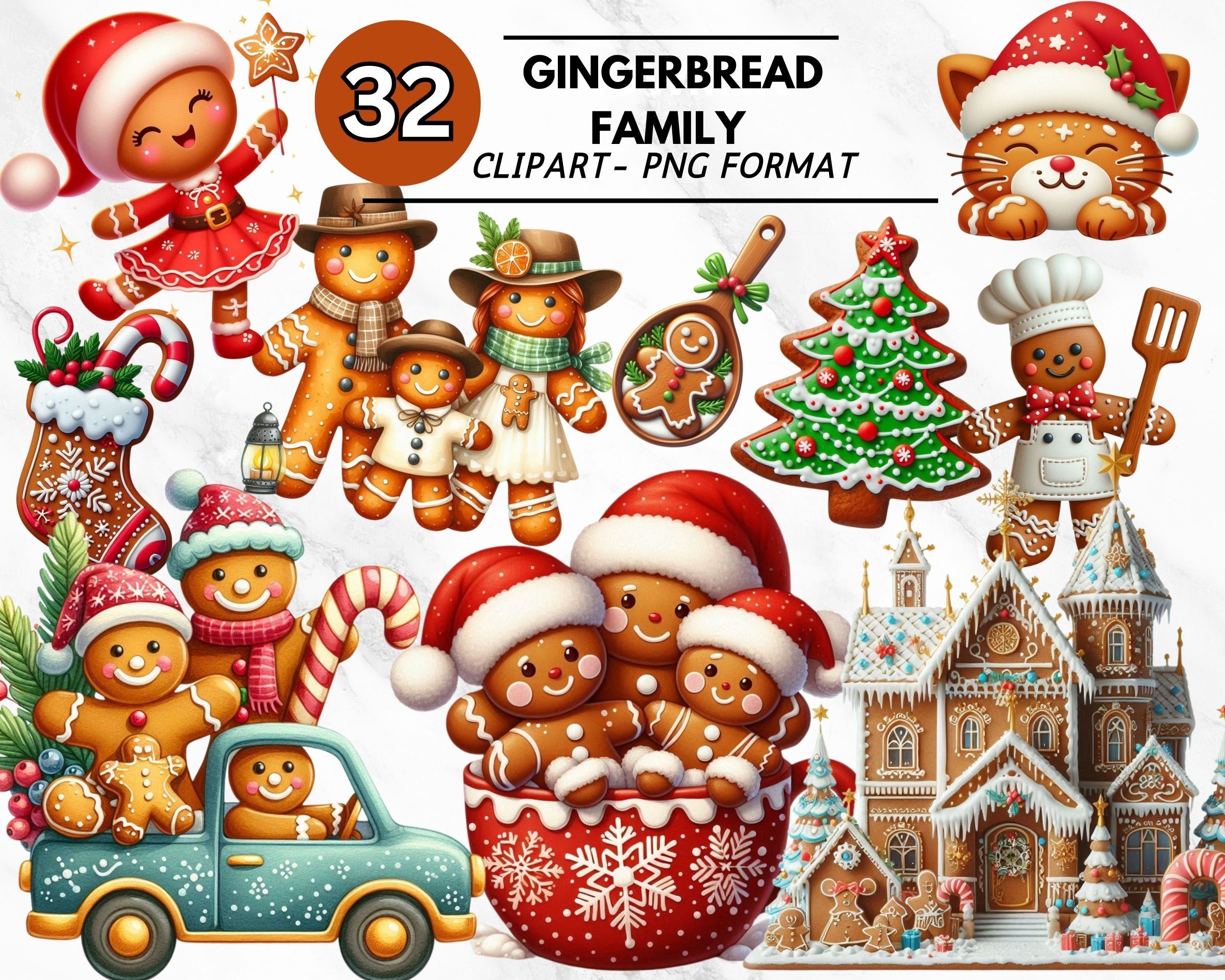Gingerbread Man Clipart Bundle, Christmas Cookie, Holiday Pr | Inspire ...