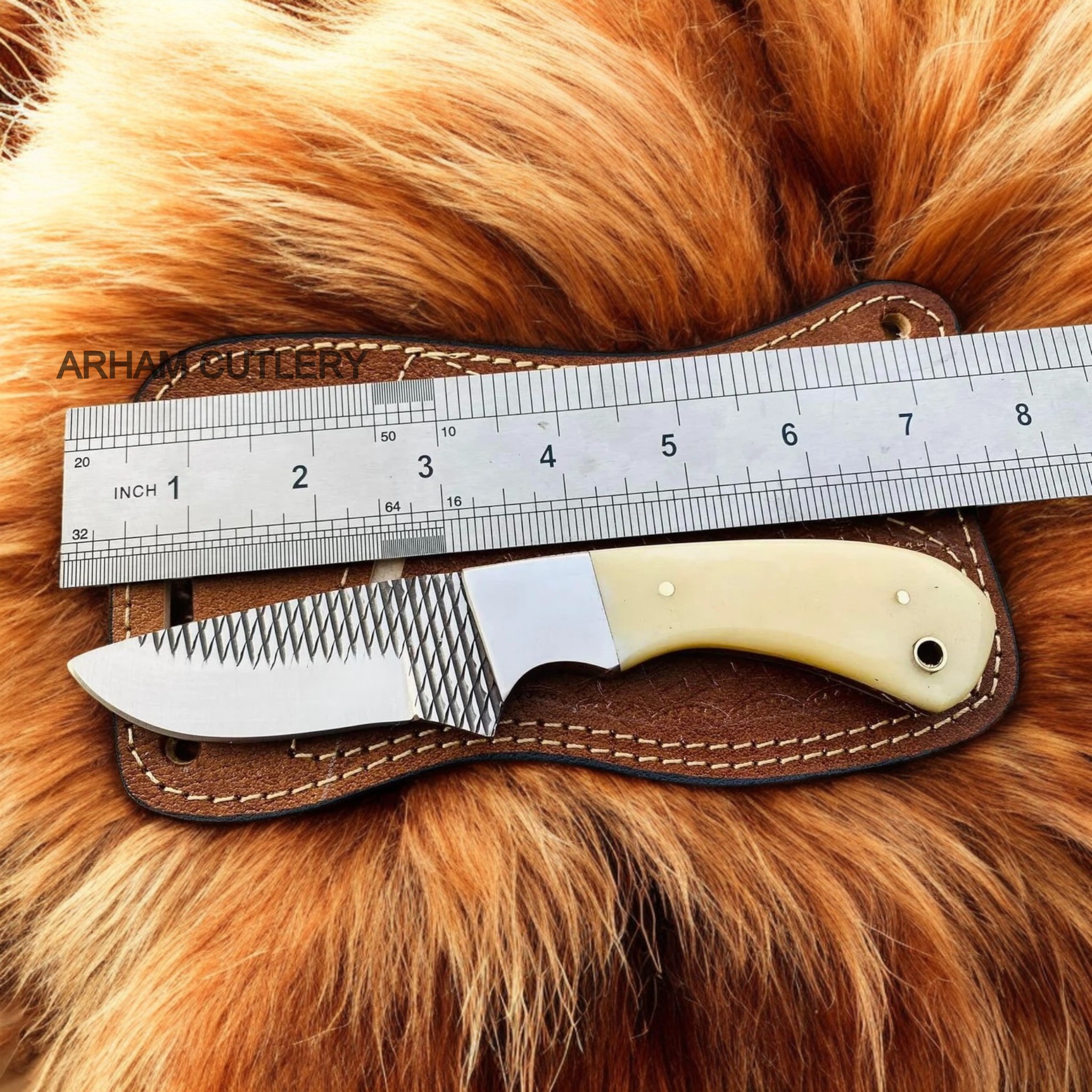 Camel Bone Fixed Blade Rasp File Knife With Pan Cake Leather | Inspire ...