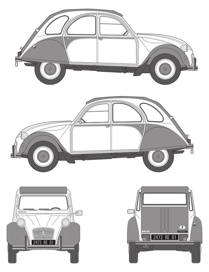 CITROEN 2CV Car Blueprint PDF SVG Vector File. | Inspire Uplift