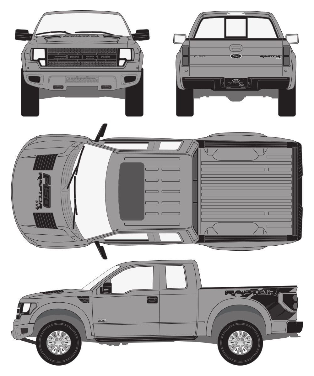 FORD F-150 SVT RAPTOR Car Blueprint PDF SVG Vector File. | Inspire Uplift