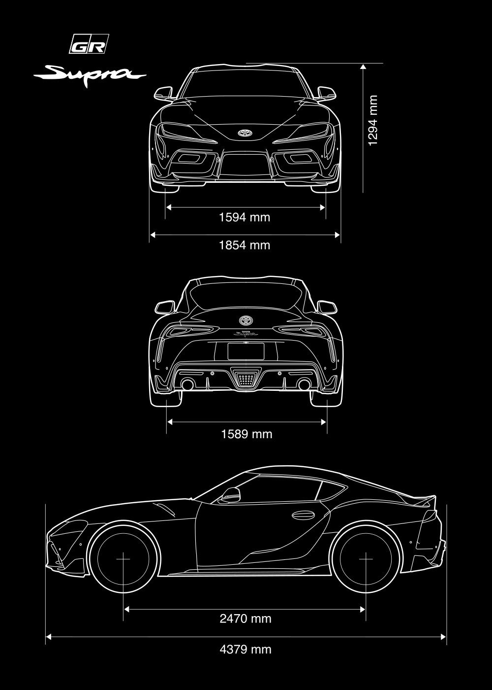 Toyota Supra GR 2023 Car Blueprint PDF SVG Vector File. | Inspire Uplift