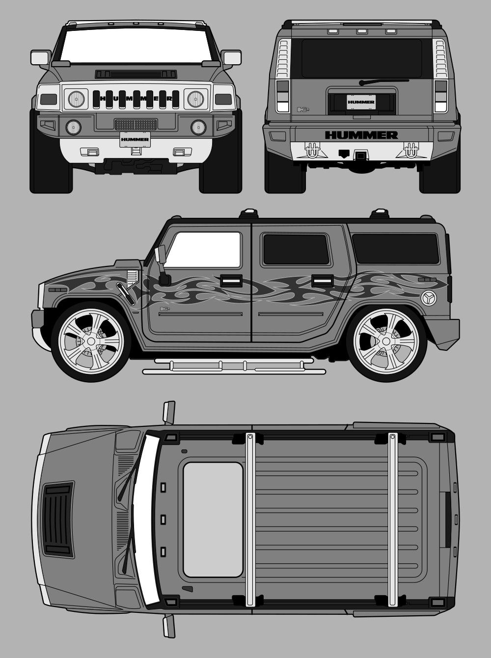 Hummer H2 Car Blueprint PDF SVG Vector File. | Inspire Uplift