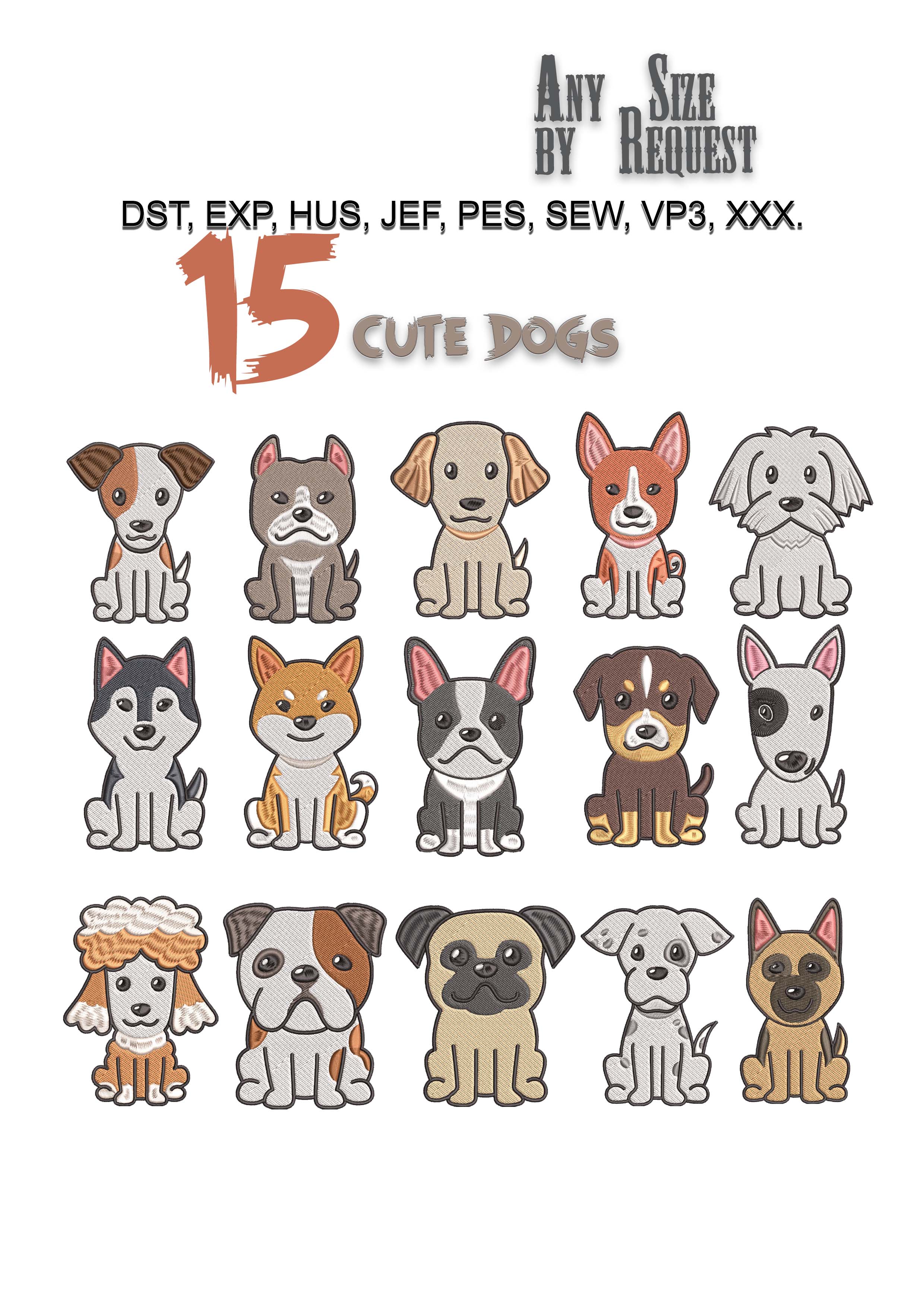 17 cute dogs machine embroidery patterns design adorable car | Inspire ...