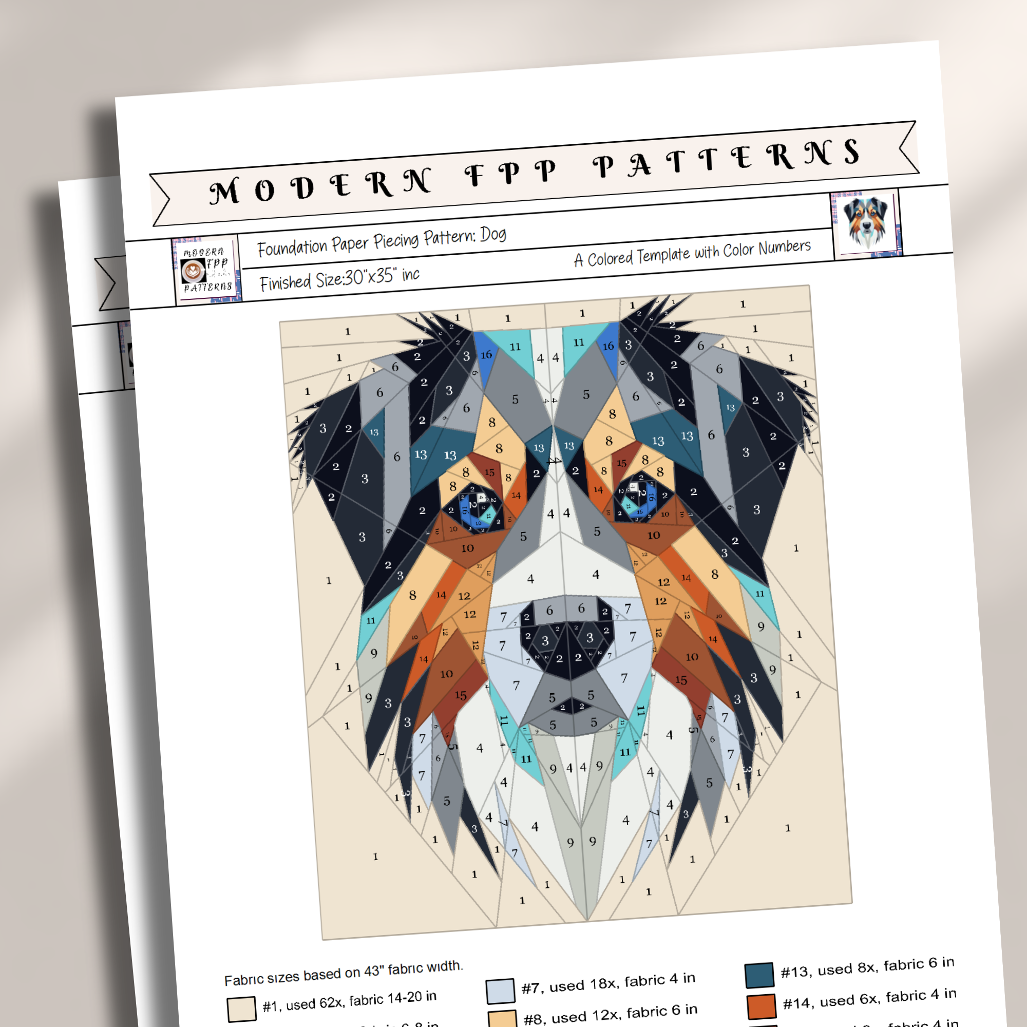 Dog Foundation Paper Piecing Pattern, Quilt pattern dog desi | Inspire ...