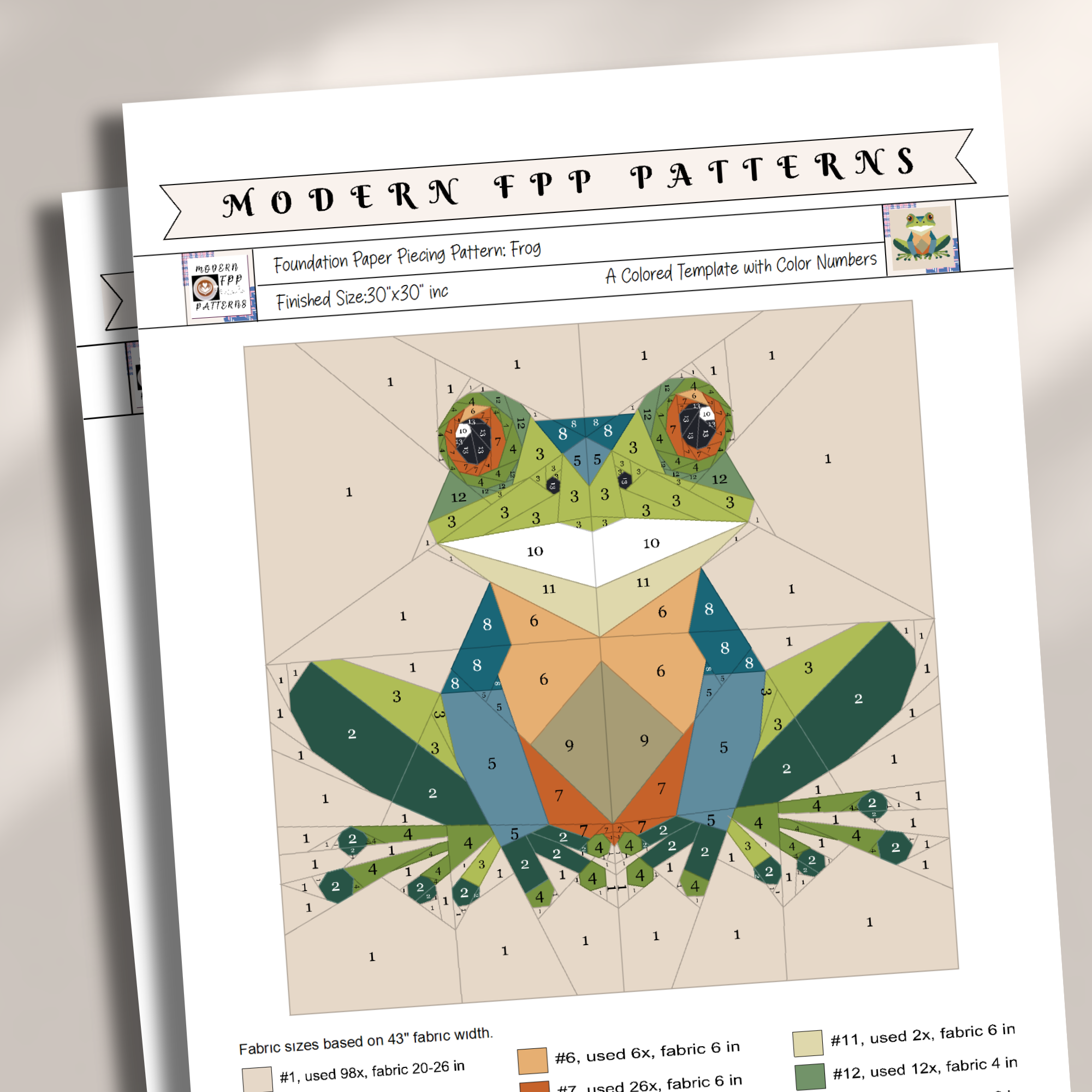 Frog Foundation Paper Piecing Pattern, Quilt pattern frog de | Inspire Uplift
