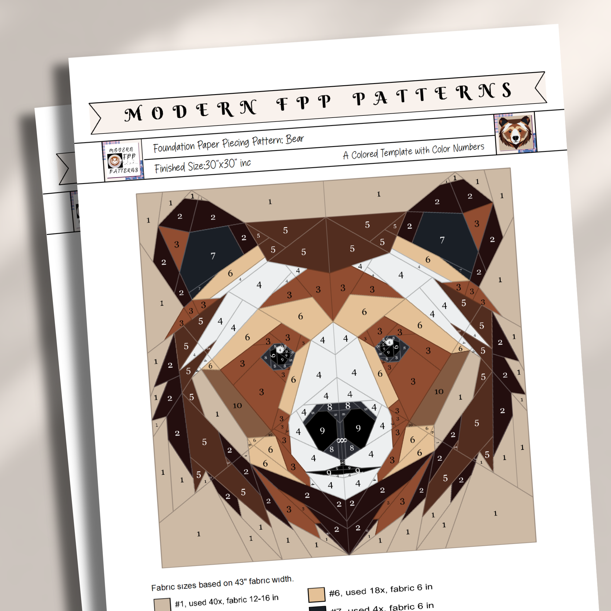 Bear Foundation Paper Piecing Pattern, Quilt pattern bear de | Inspire ...