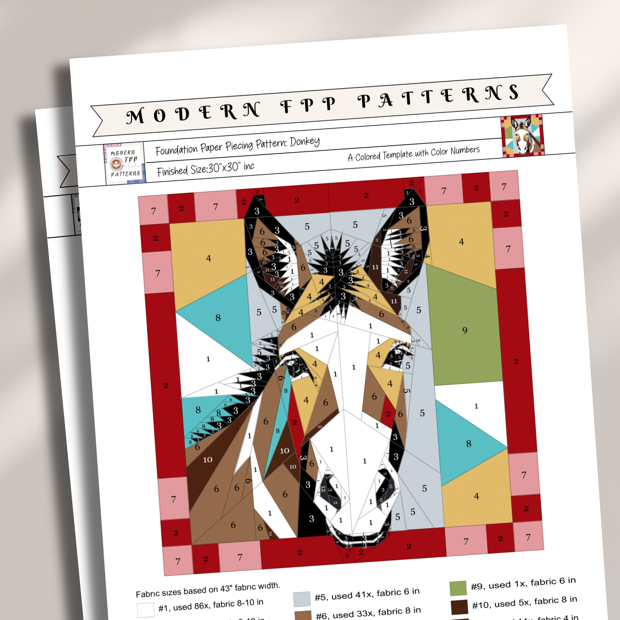 Donkey Foundation Paper Piecing Pattern, Quilt pattern donke | Inspire ...