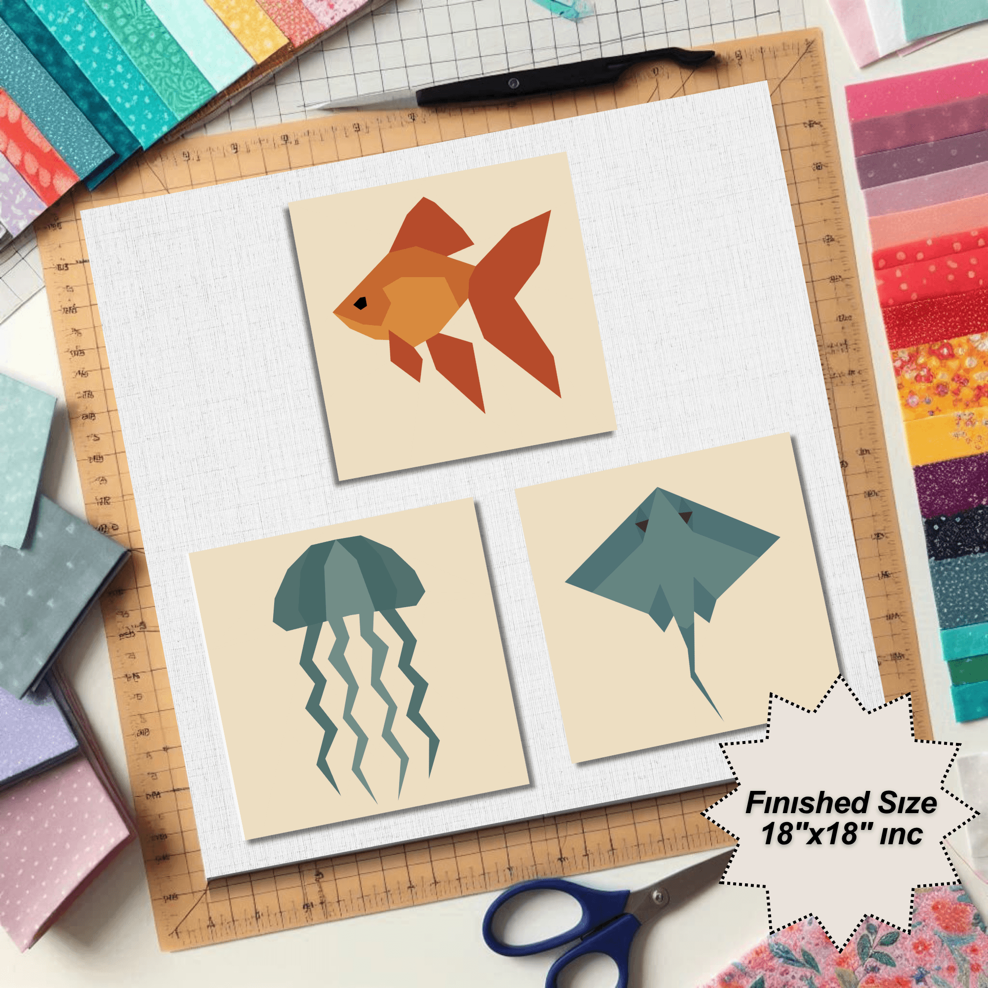 Goldfish Stingray Jellyfish Quilt Pattern | Inspire Uplift