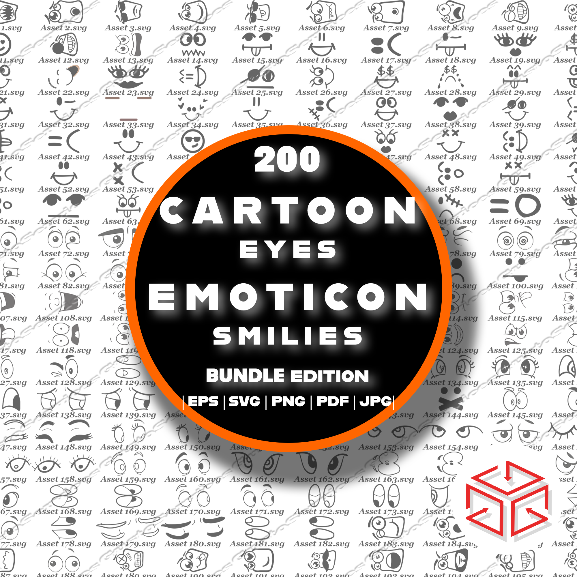 200 Cartoon Eyes & Emoticon Bundle | Fun Smiley Tattoo & Cra | Inspire ...