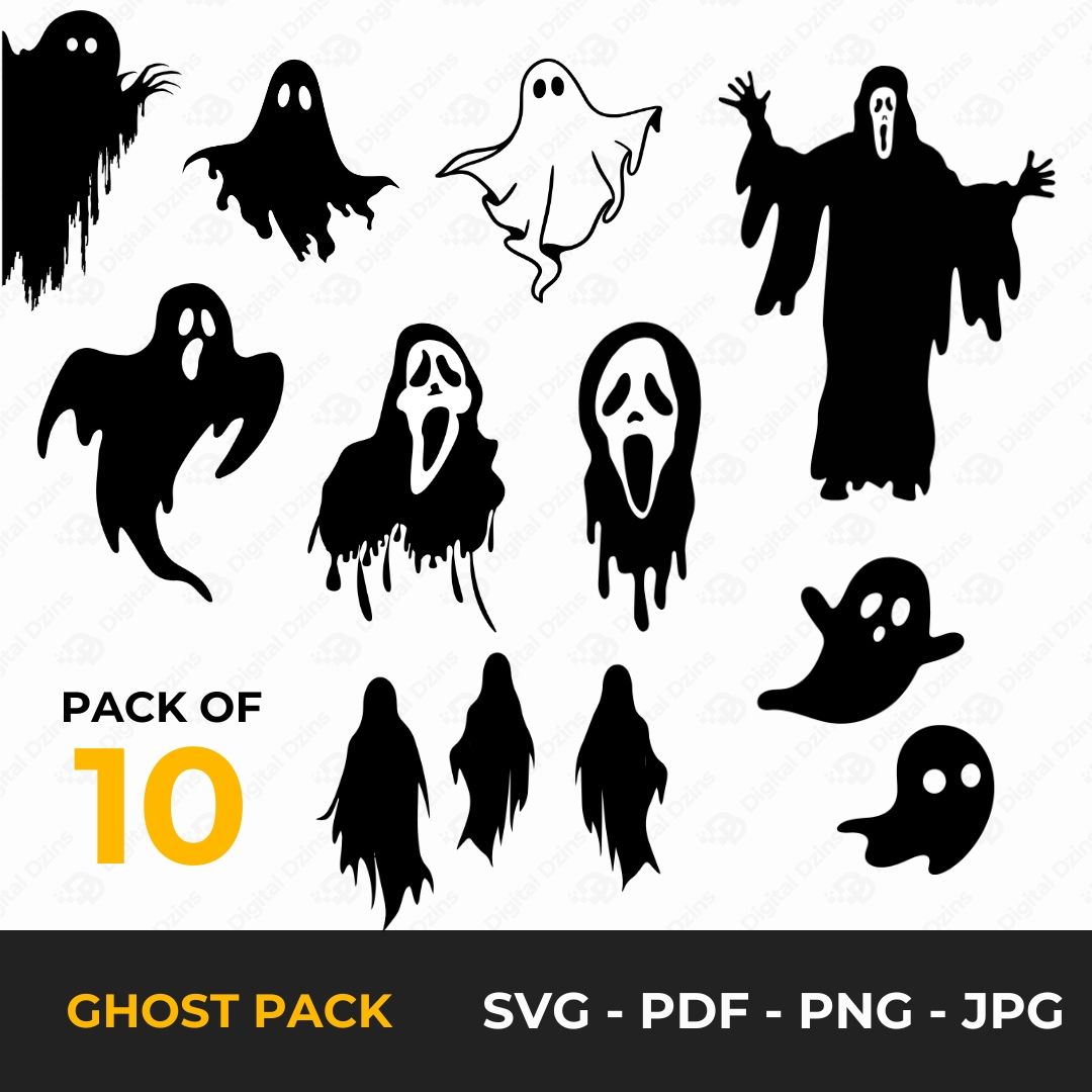 Ghost SVG Pack, Ghost SVG Bundle, Halloween SVG, 10-in-1 Hig | Inspire ...