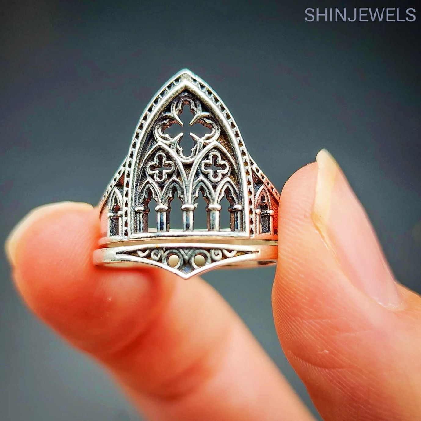 Gothic Cathedral Ring, Medieval Castle - Sterling Silver Wed | Inspire ...