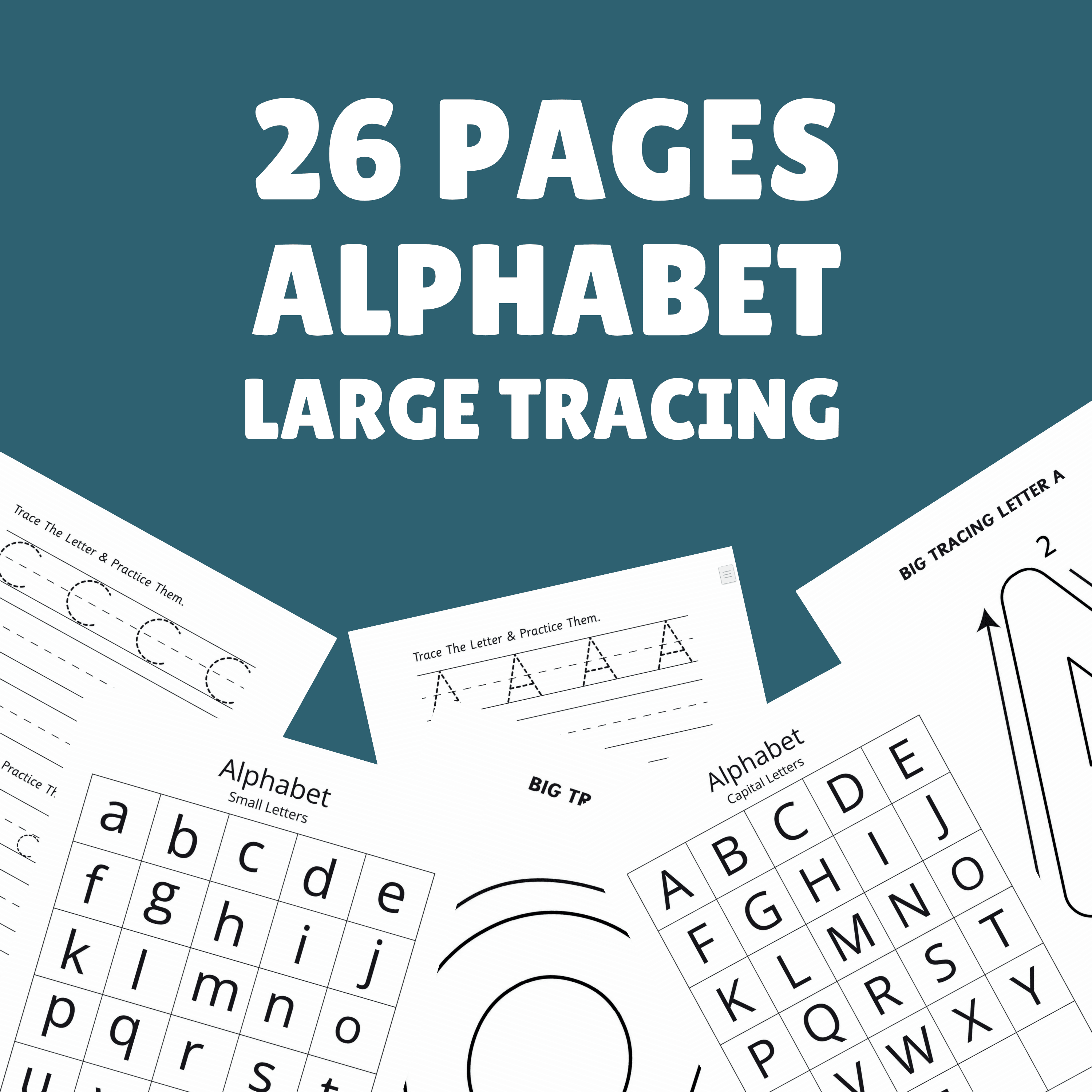 26 Pages Alphabet Large Tracing | Inspire Uplift