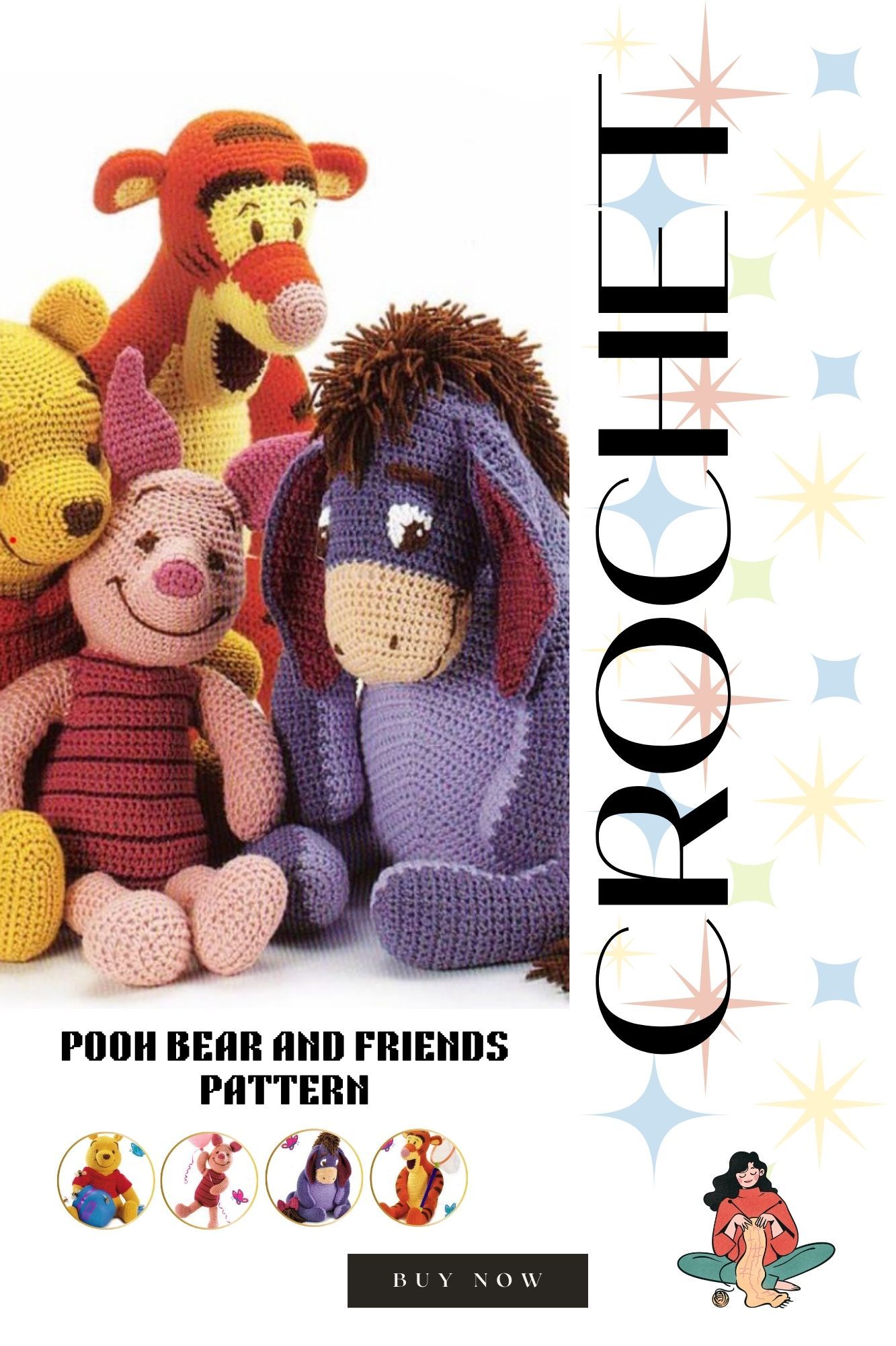 Vintage pooh bear and friends crochet pattern – digital down | Inspire ...